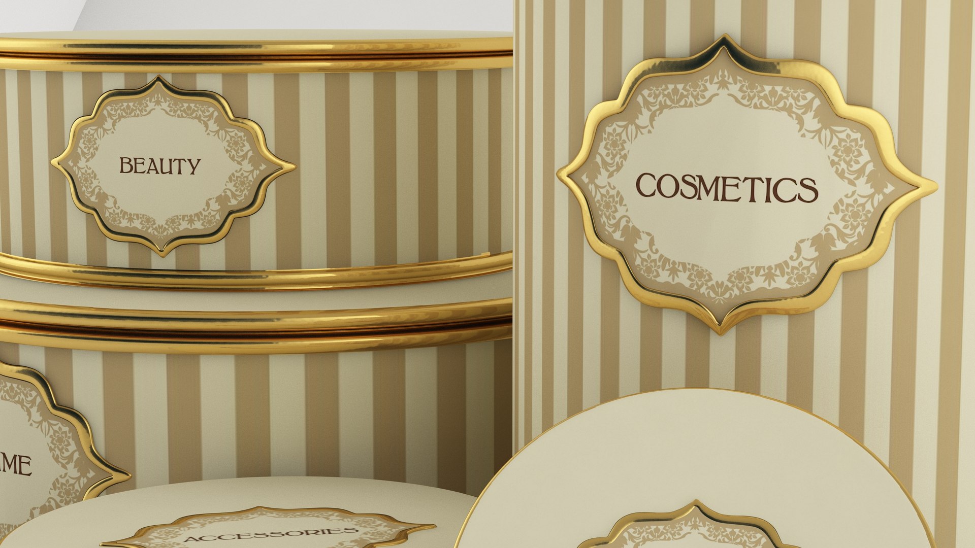 Chic Metallic Cylindrical Boxes 3D Model - TurboSquid 1848950