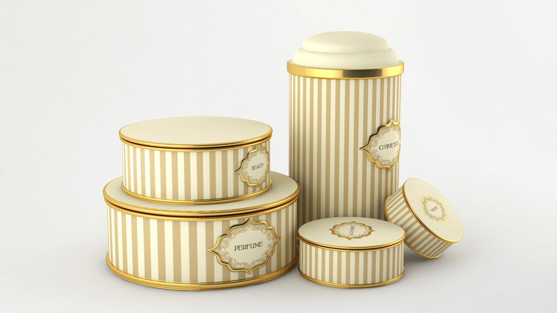 Chic Metallic Cylindrical Boxes 3D Model - TurboSquid 1848950