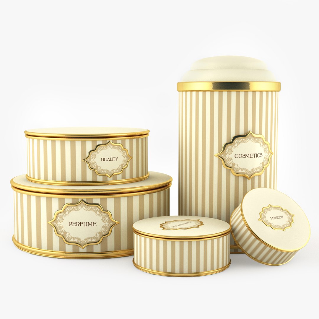 Chic Metallic Cylindrical Boxes 3D Model - TurboSquid 1848950