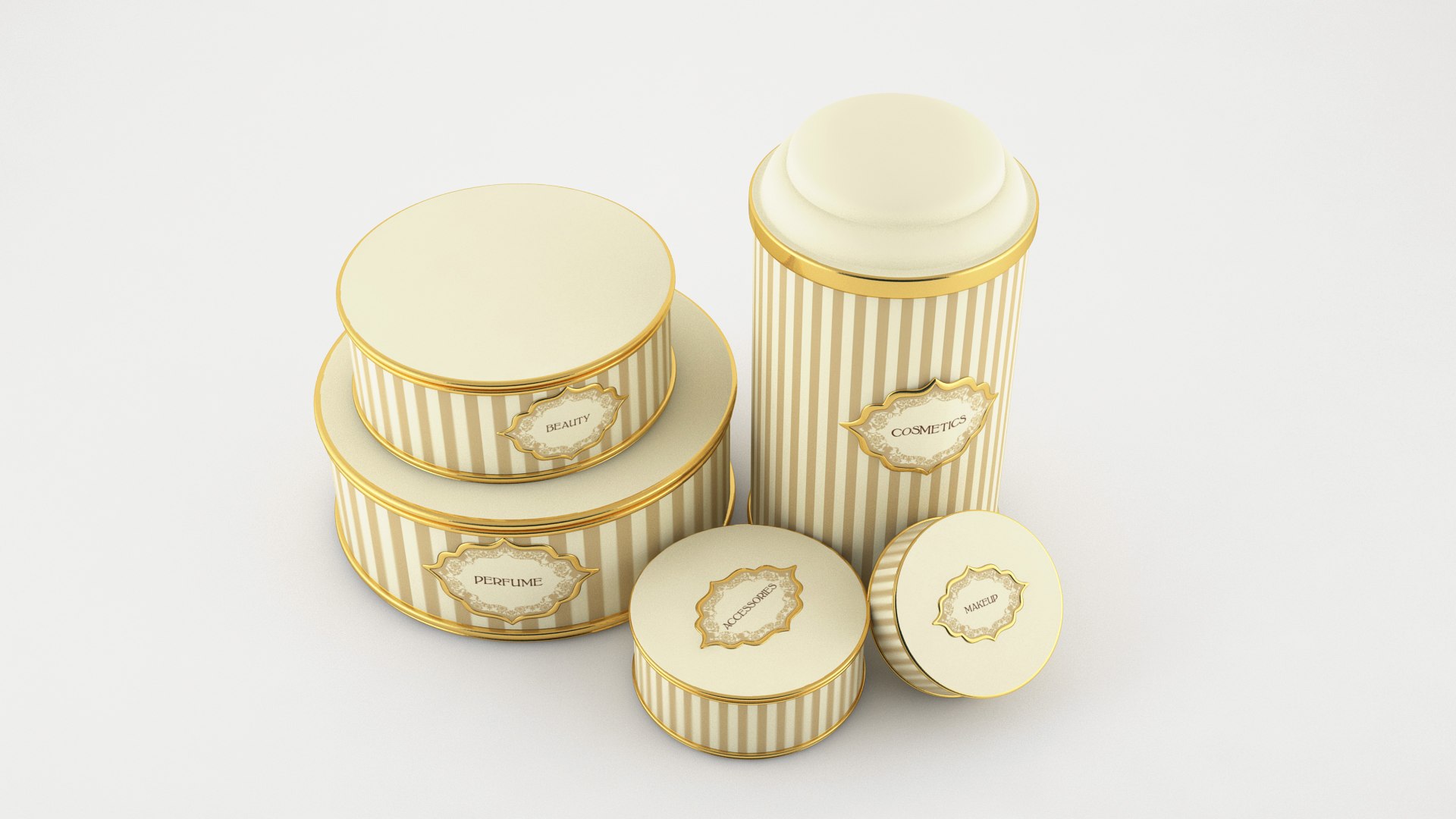 Chic Metallic Cylindrical Boxes 3D Model - TurboSquid 1848950