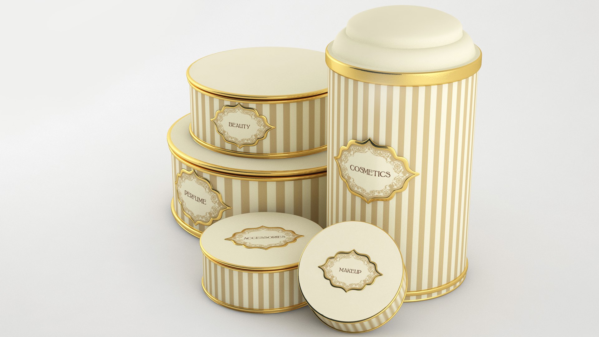 Chic Metallic Cylindrical Boxes 3D Model - TurboSquid 1848950