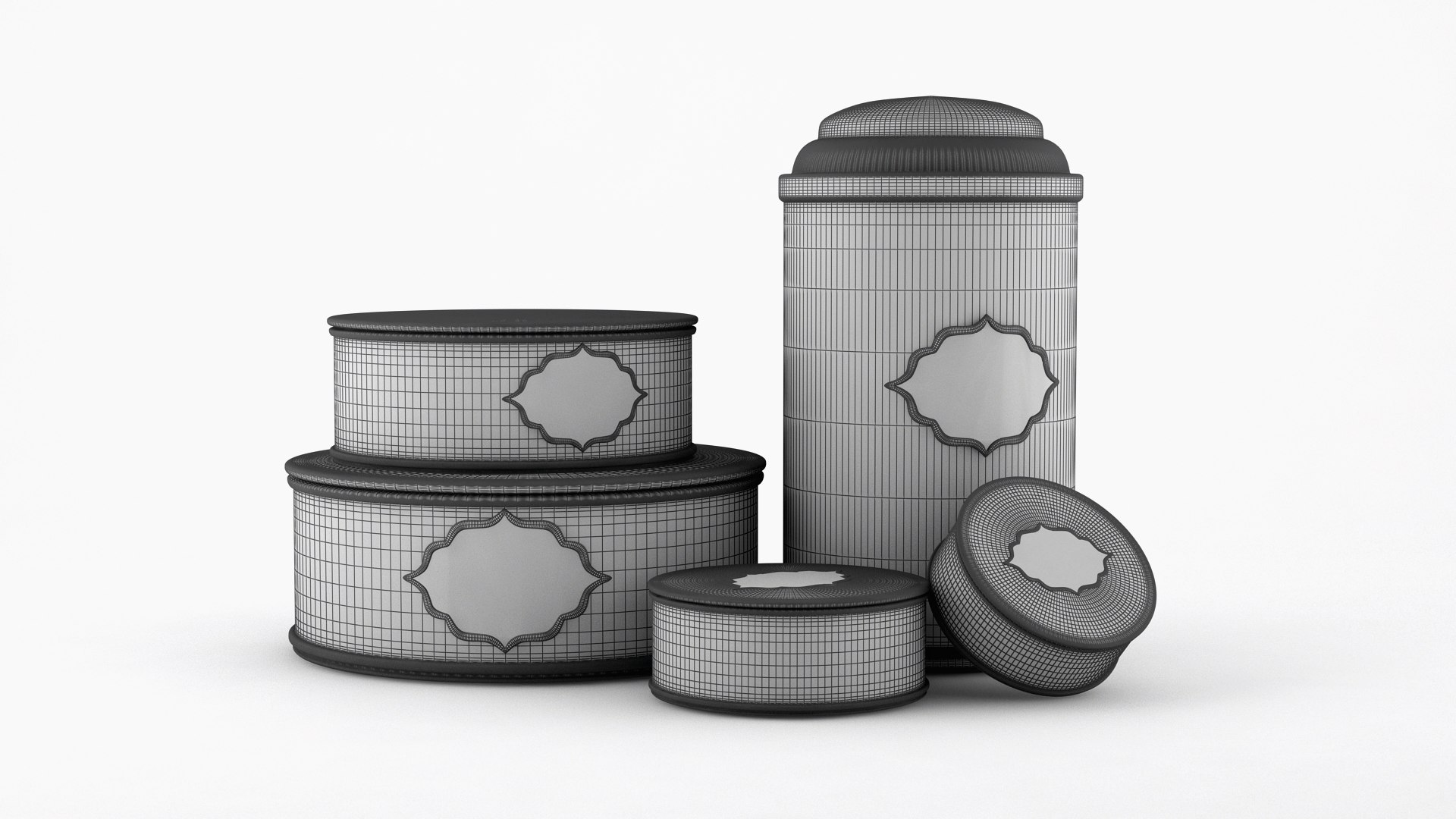 Chic Metallic Cylindrical Boxes 3D Model - TurboSquid 1848950