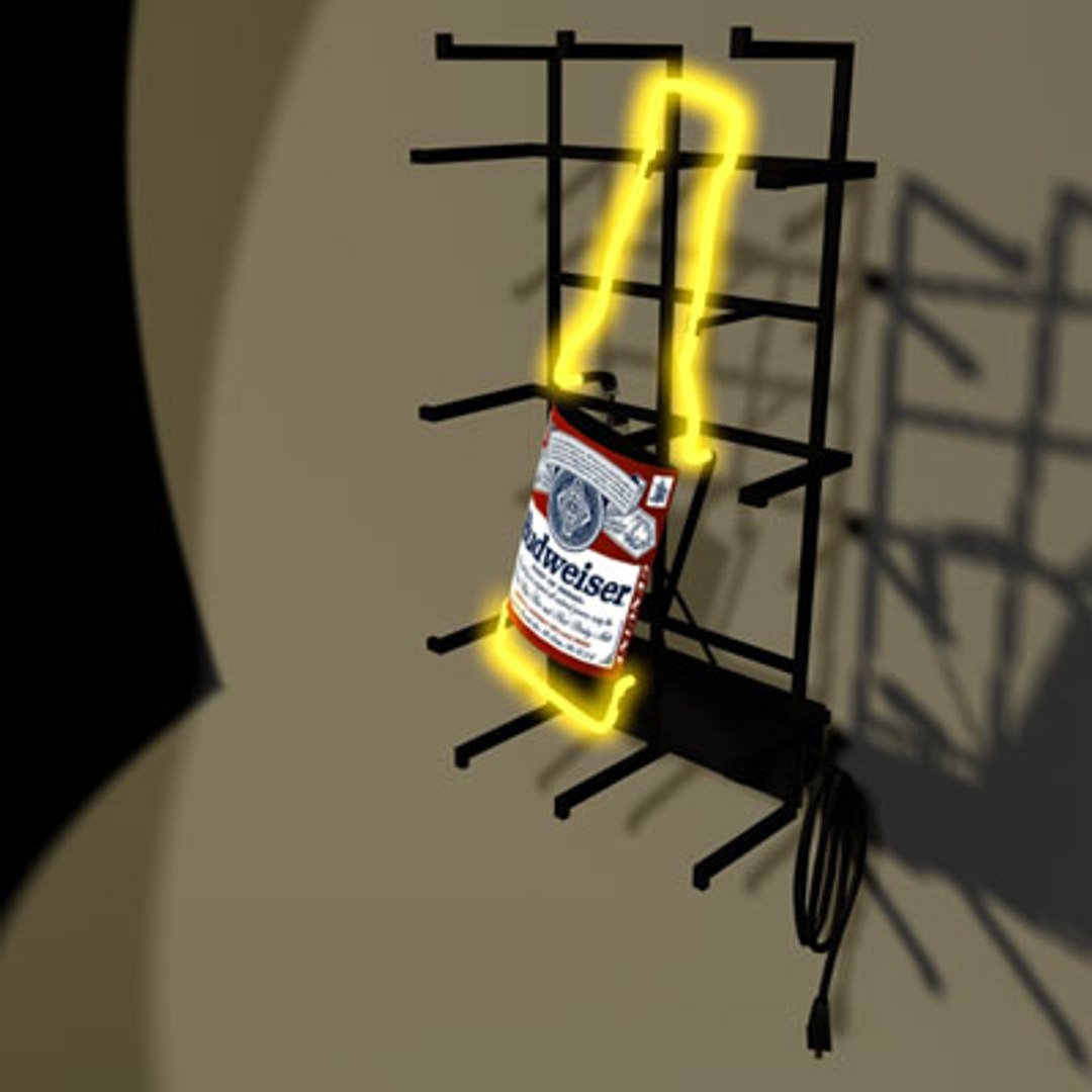 3d Budweiser Neon Sign Bud Model