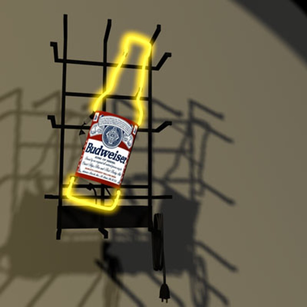 3d Budweiser Neon Sign Bud Model