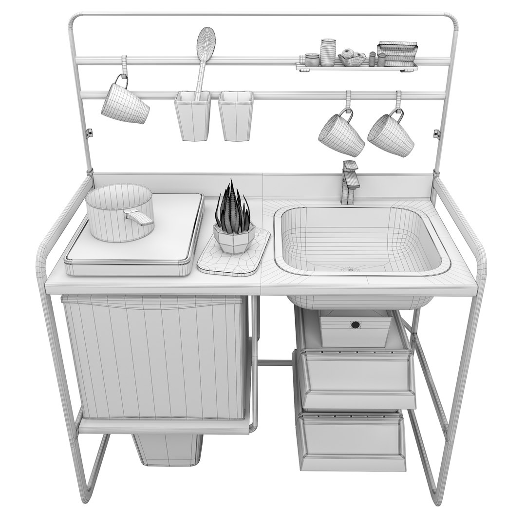 3D Mini Kitchen Model - TurboSquid 1838646