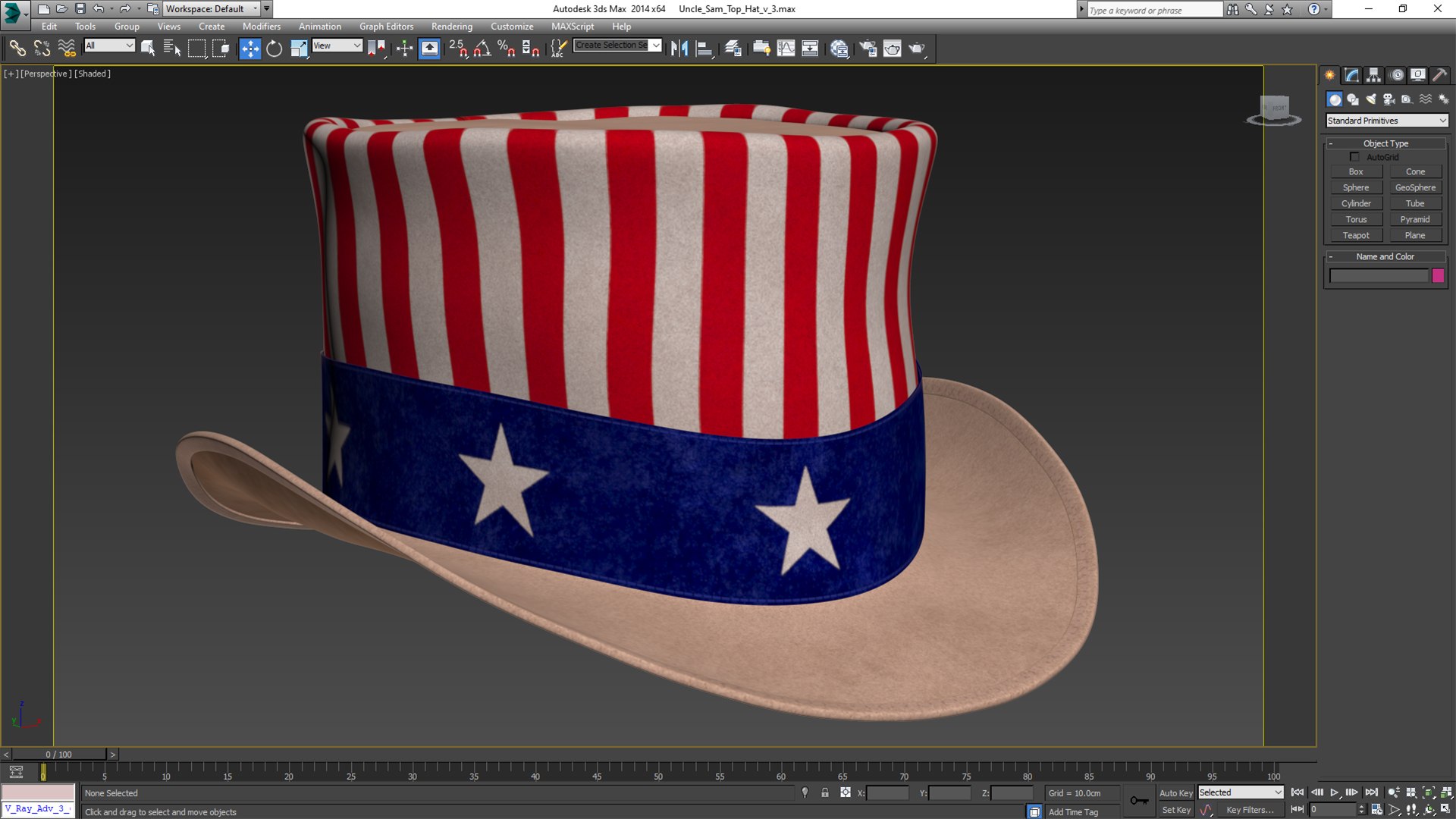 3D Uncle Sam Top Hat v 3 model - TurboSquid 1823269