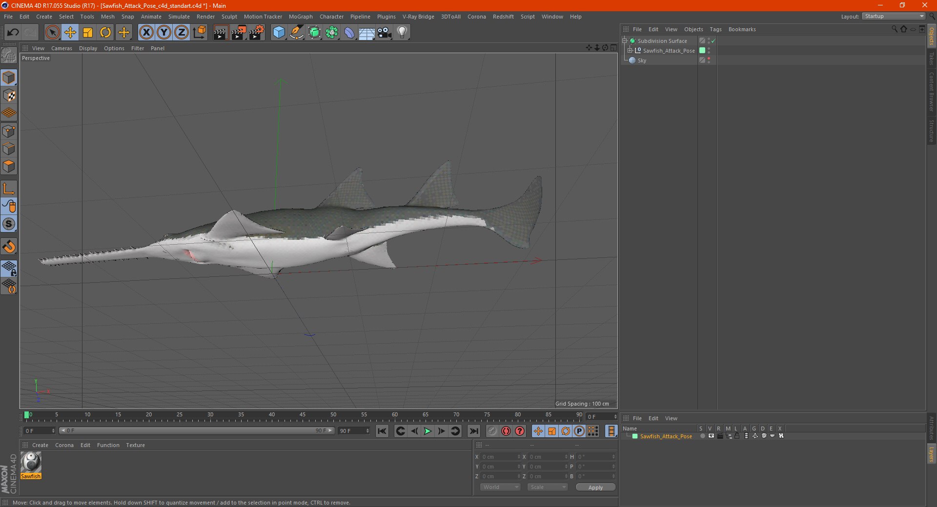 3D Model Sawfish Attack Pose Fish - TurboSquid 1580988