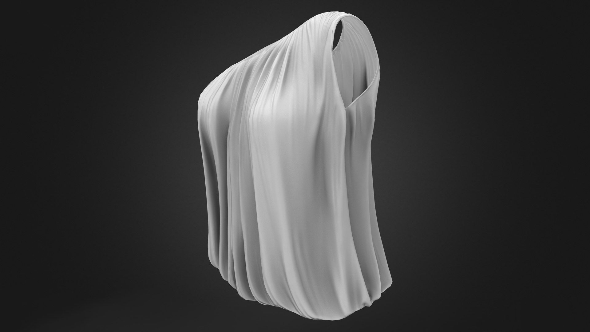 One Shoulder Wrinkled Blue Female Top 3D model - TurboSquid 2072205