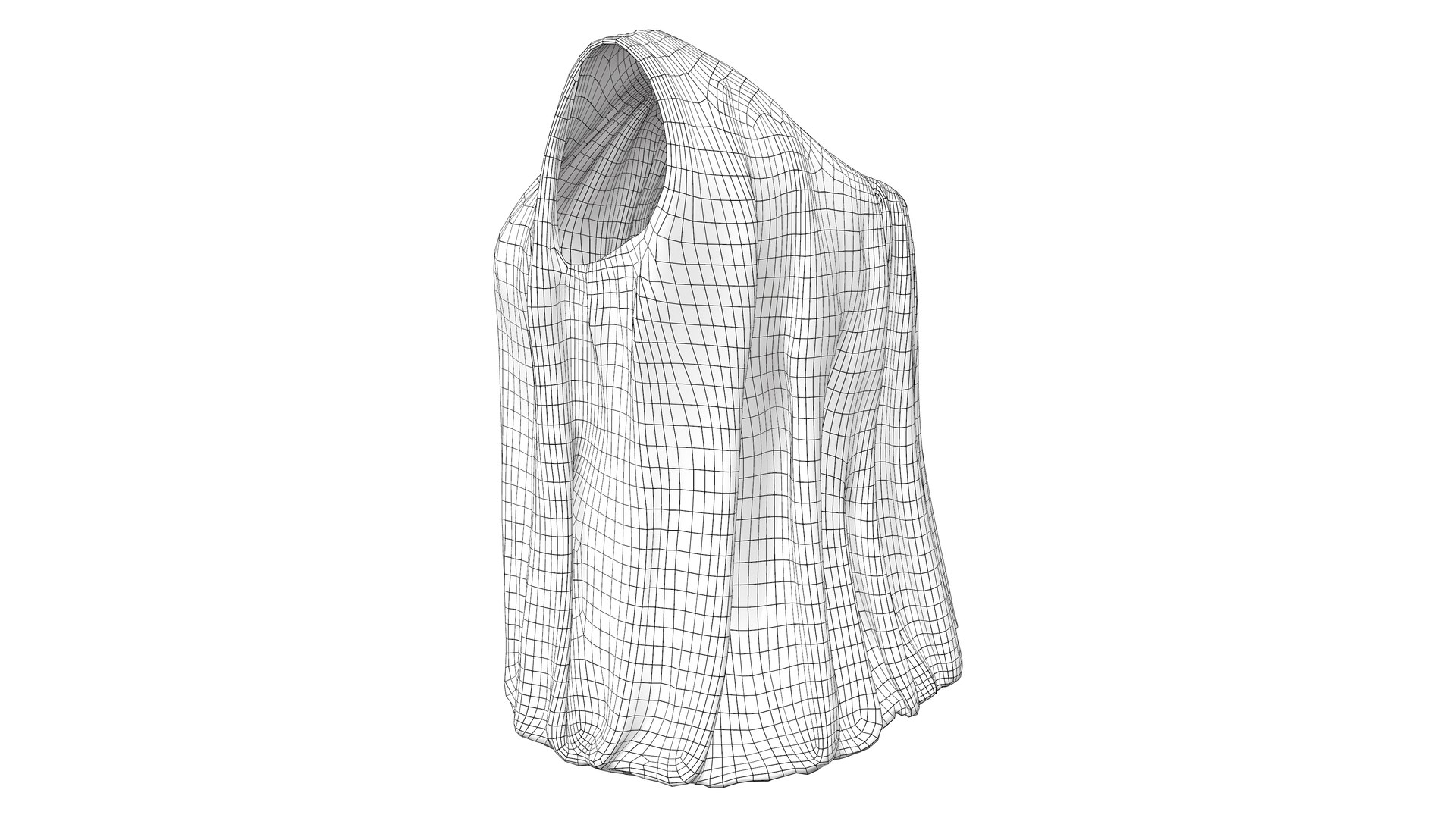 One Shoulder Wrinkled Blue Female Top 3D model - TurboSquid 2072205