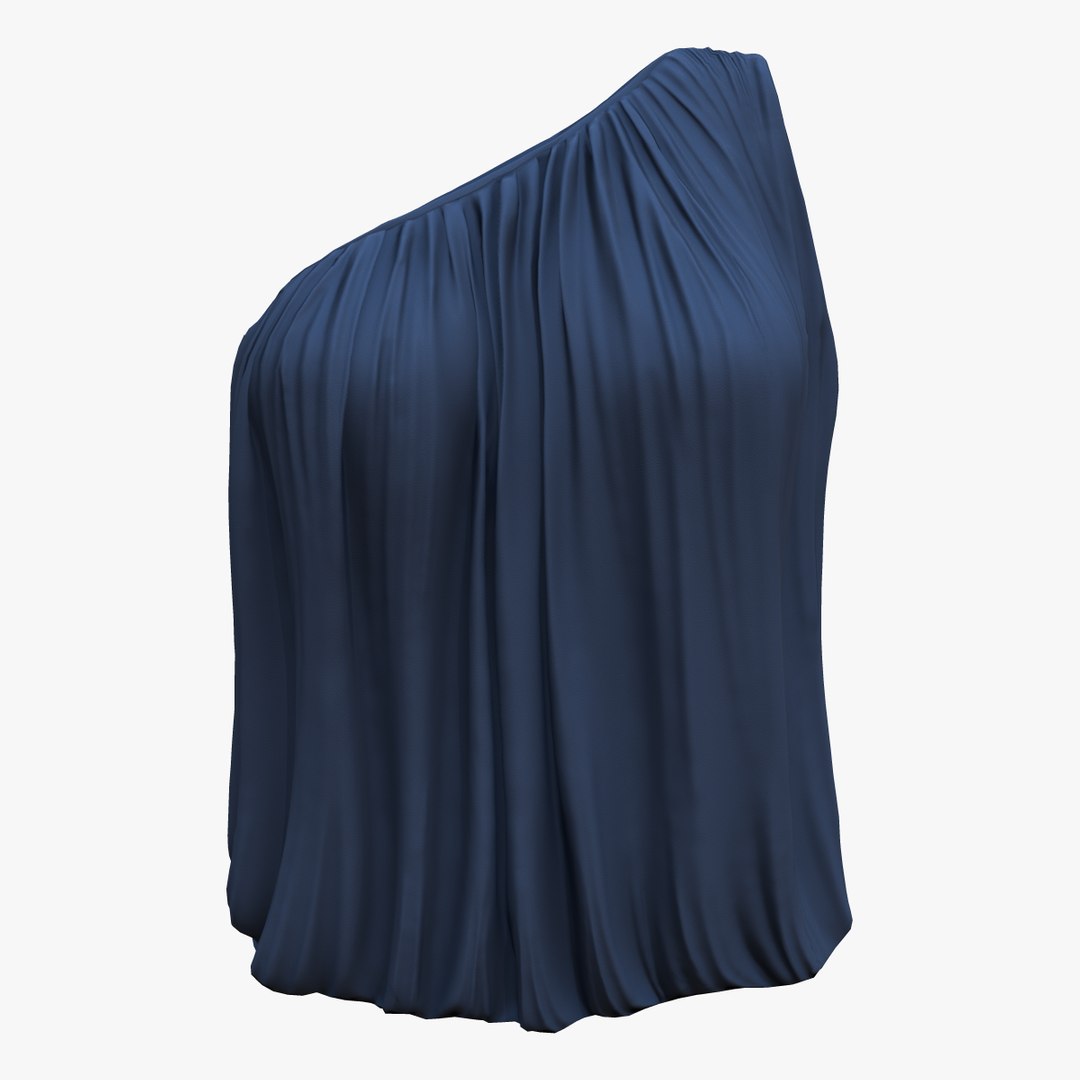 One Shoulder Wrinkled Blue Female Top 3D model - TurboSquid 2072205