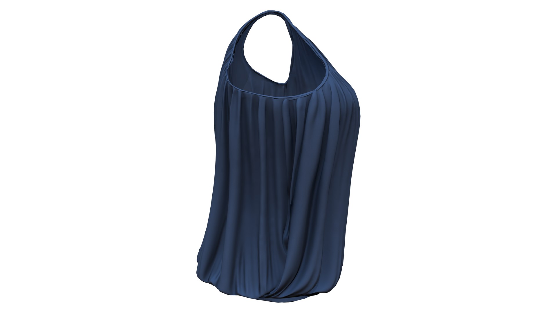 One Shoulder Wrinkled Blue Female Top 3D model - TurboSquid 2072205