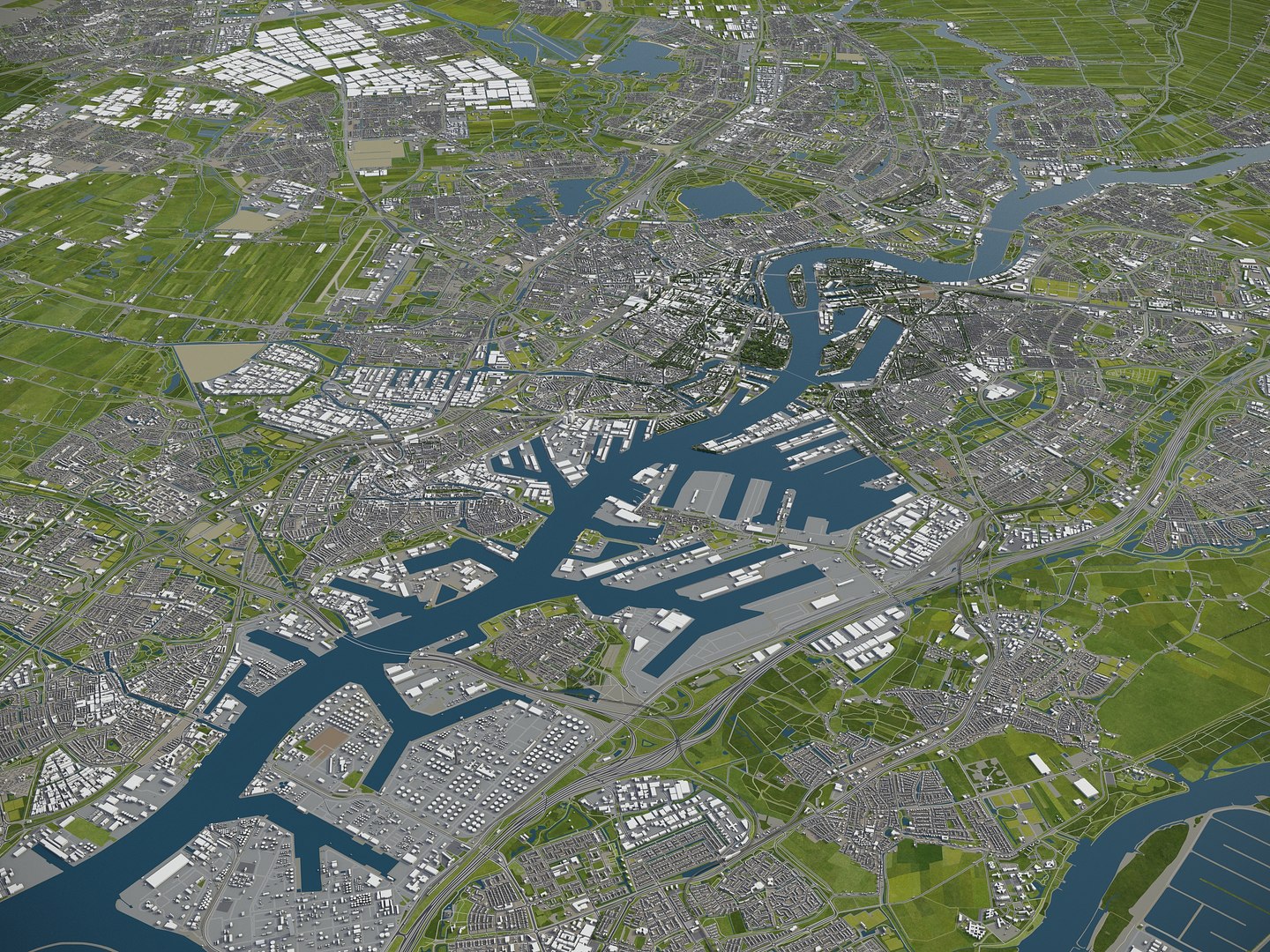 3D city rotterdam surrounding - - TurboSquid 1407624