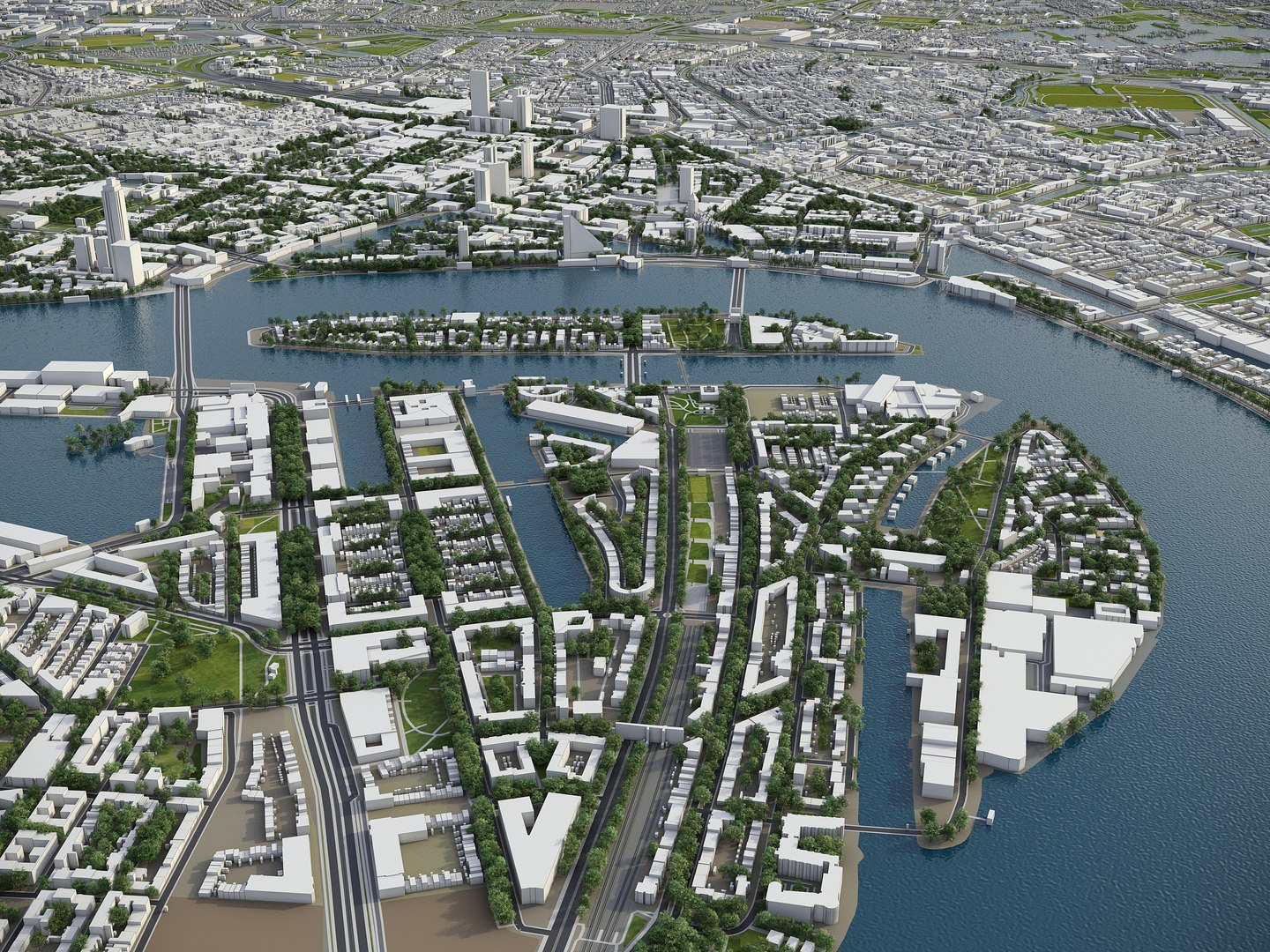 3D city rotterdam surrounding - - TurboSquid 1407624