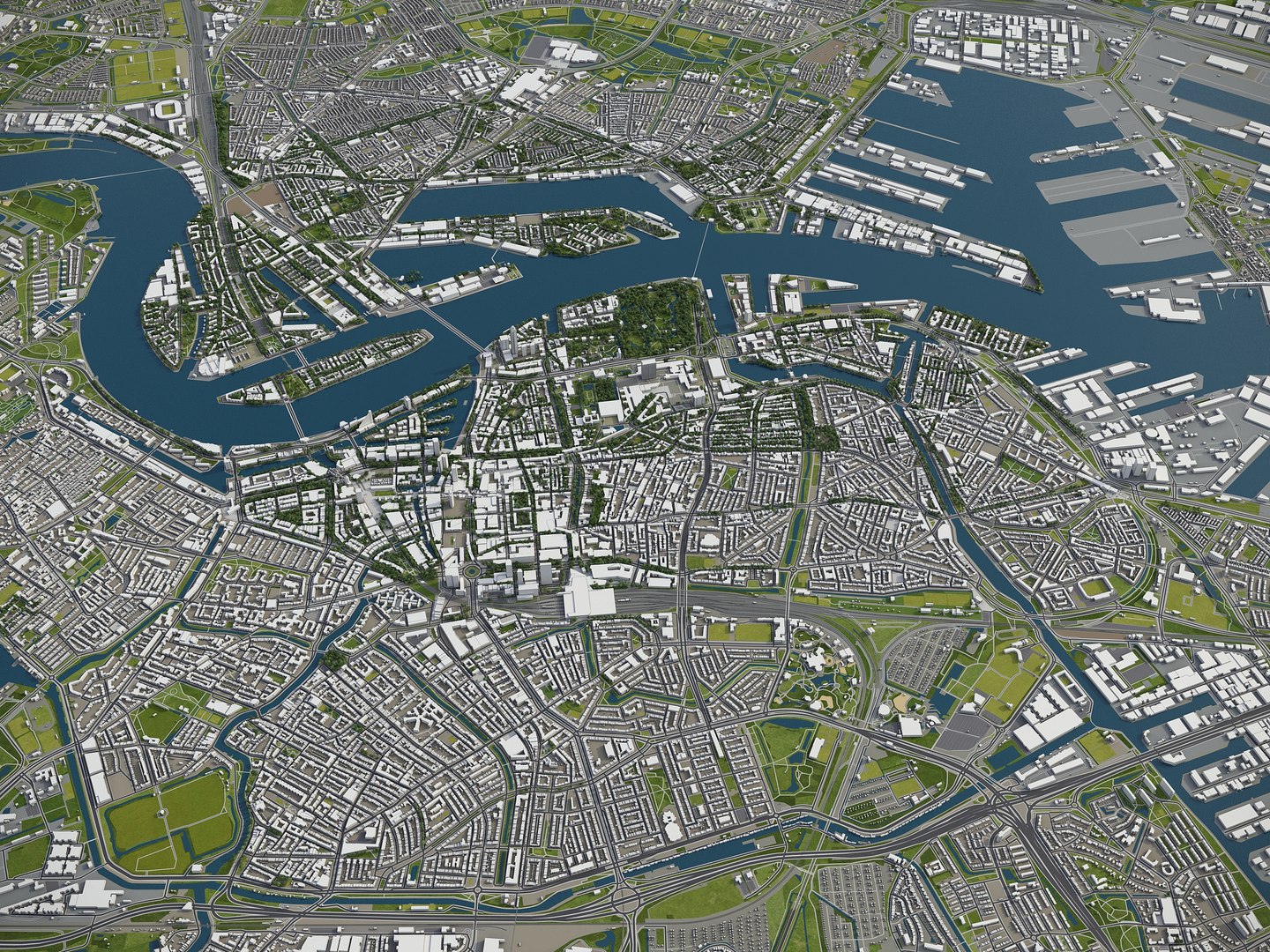 3D city rotterdam surrounding - - TurboSquid 1407624