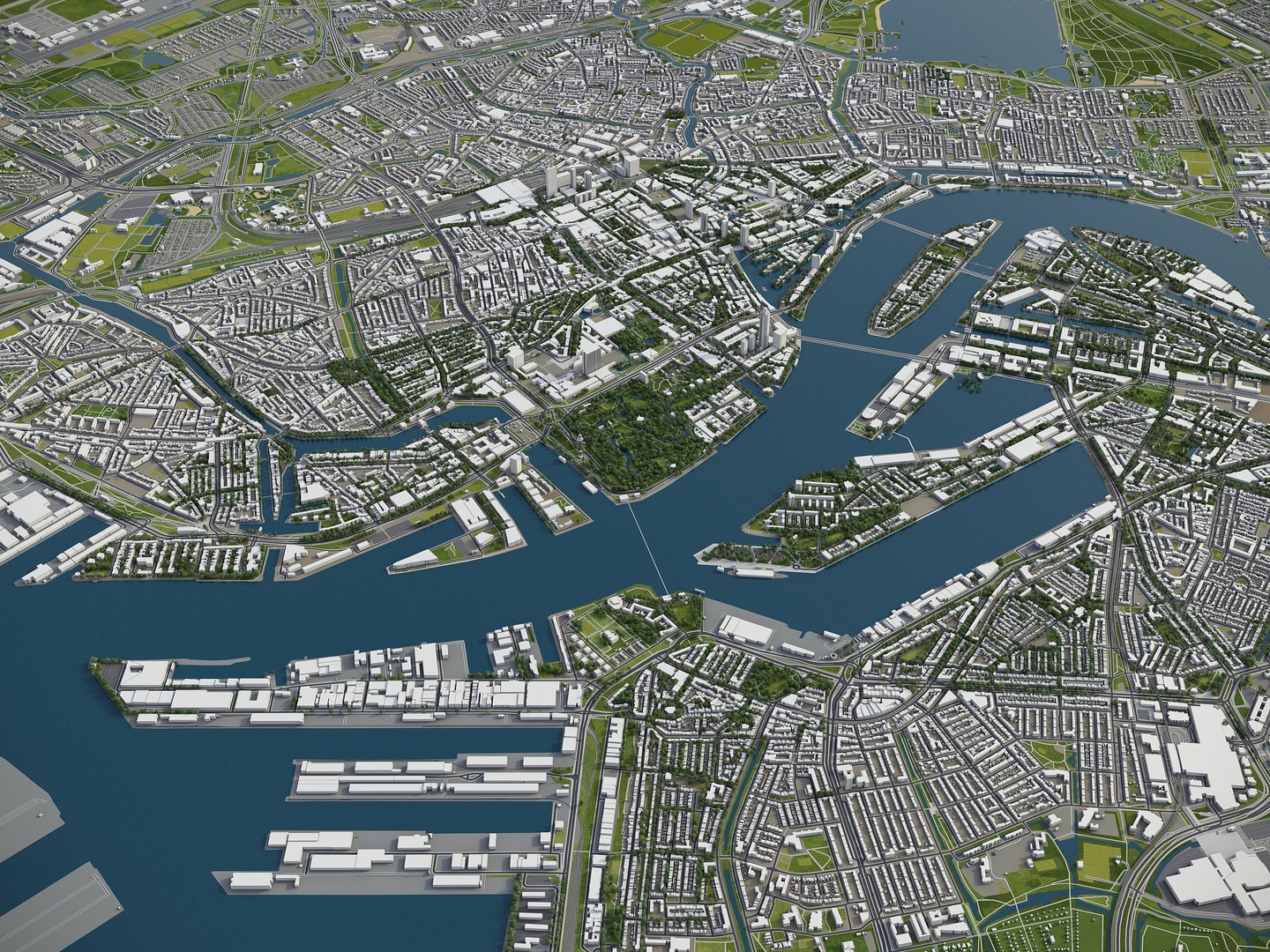3D city rotterdam surrounding - - TurboSquid 1407624