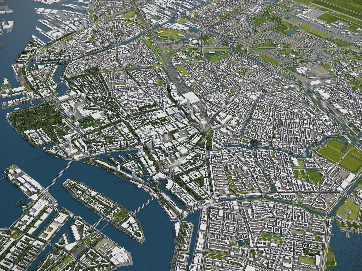 3D city rotterdam surrounding - - TurboSquid 1407624