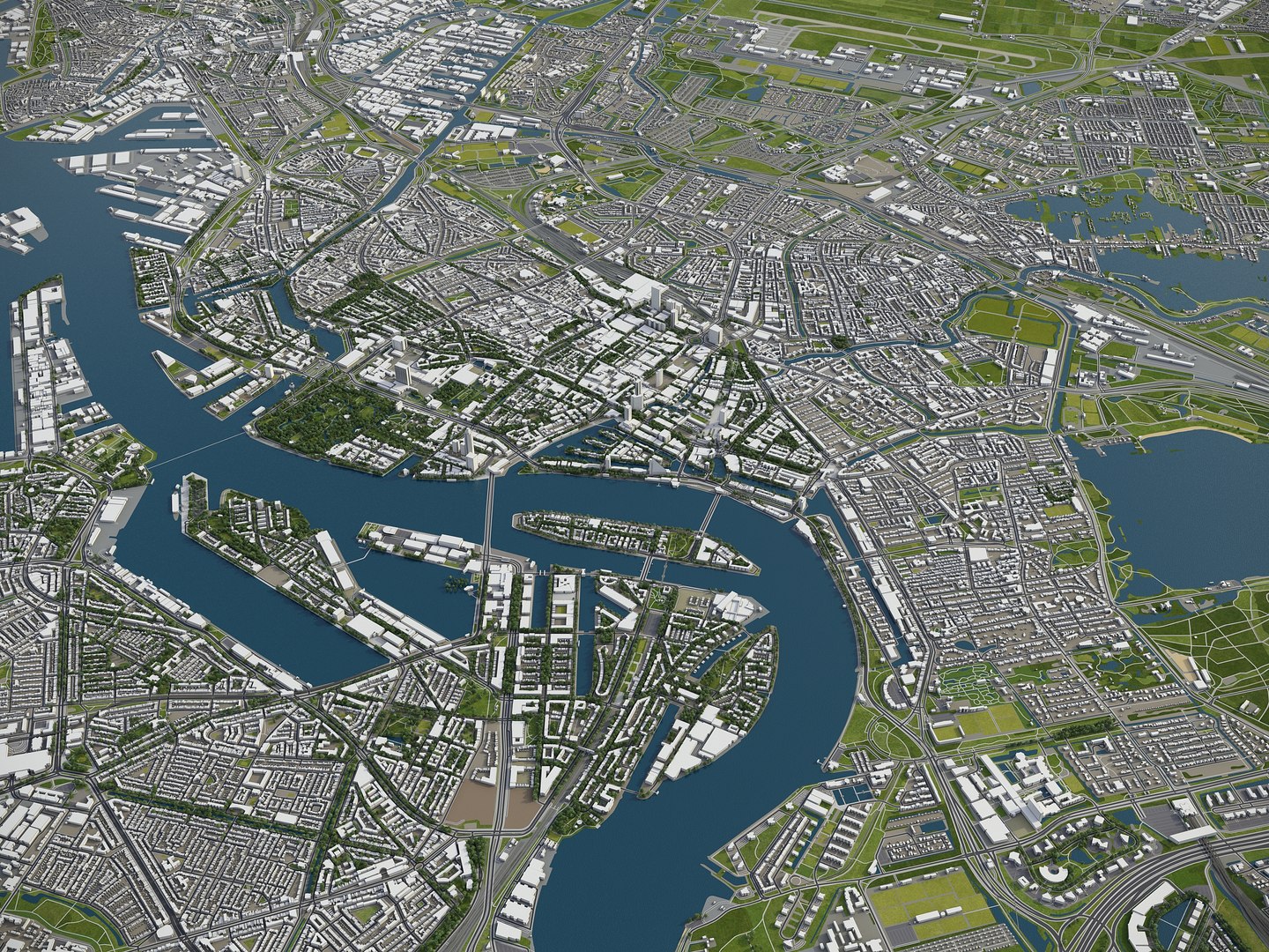 3D city rotterdam surrounding - - TurboSquid 1407624