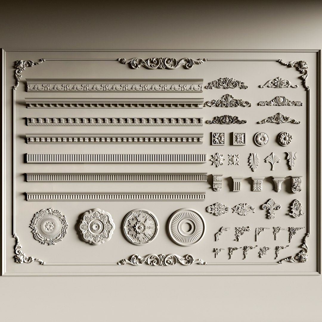 European Gypsum Carved Decorative Line 3D Model - TurboSquid 2331977