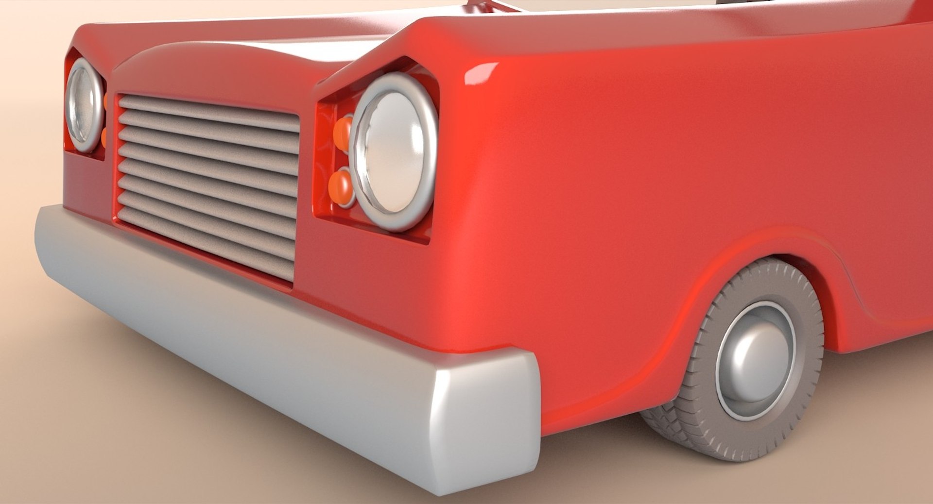 Red Toon Car 3d Model