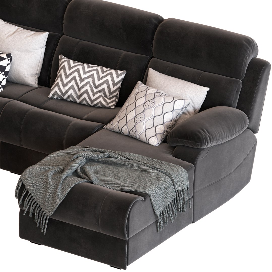 3D 5-Seater Corner Modular Sofa With Foot Lift - TurboSquid 2166314