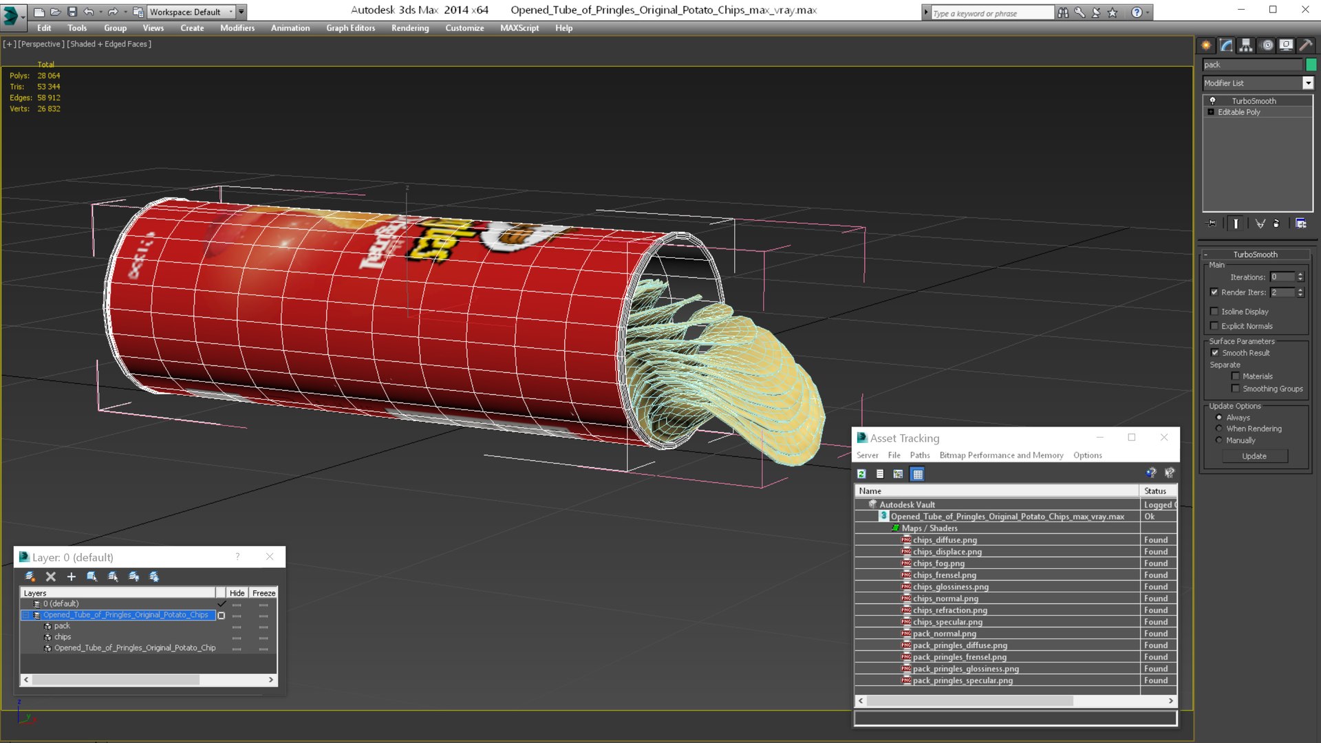 3D model Opened Tube of Pringles Original Potato Chips - TurboSquid 1747734