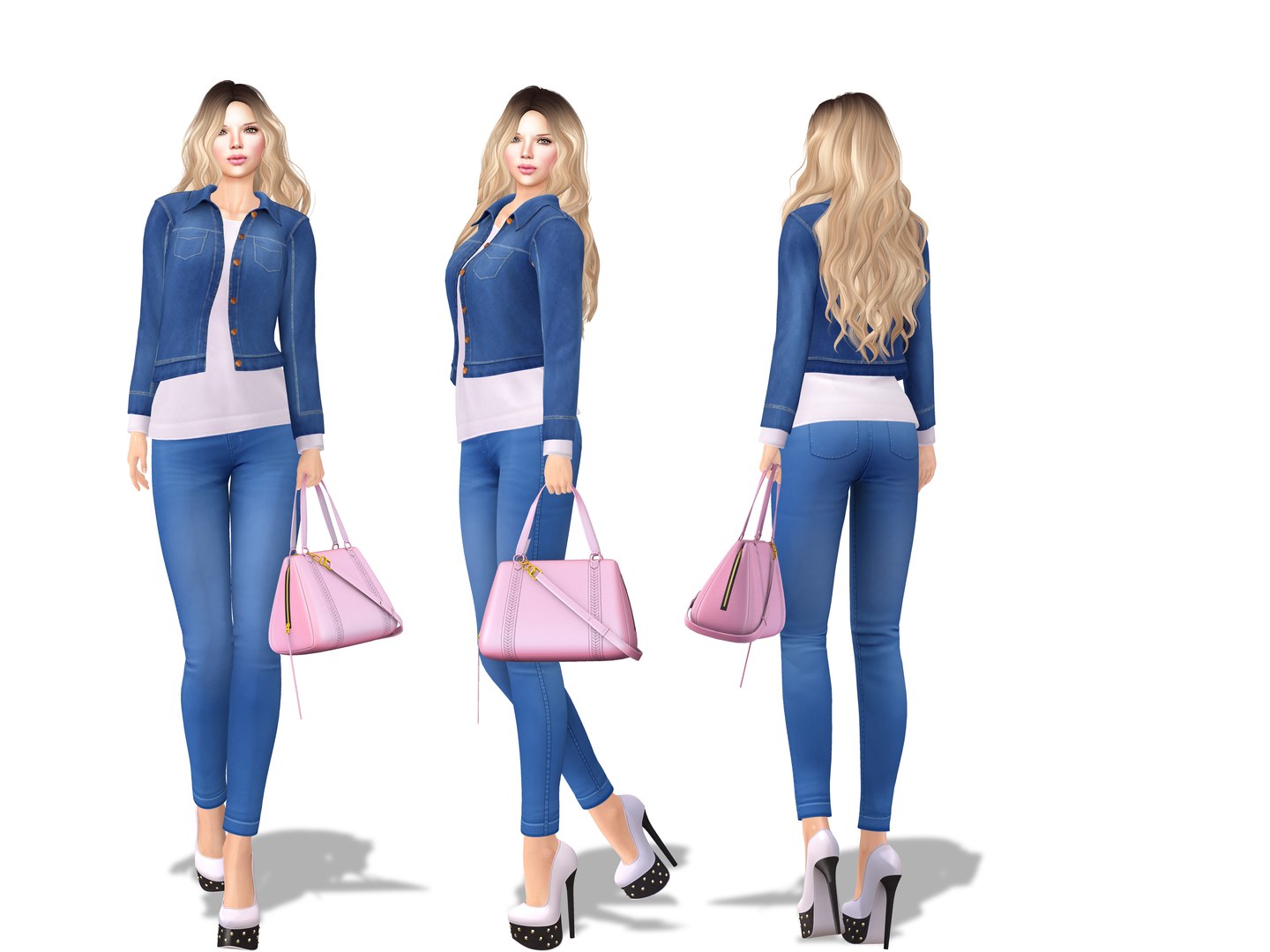 3D Women Denim Outfit model - TurboSquid 1983851