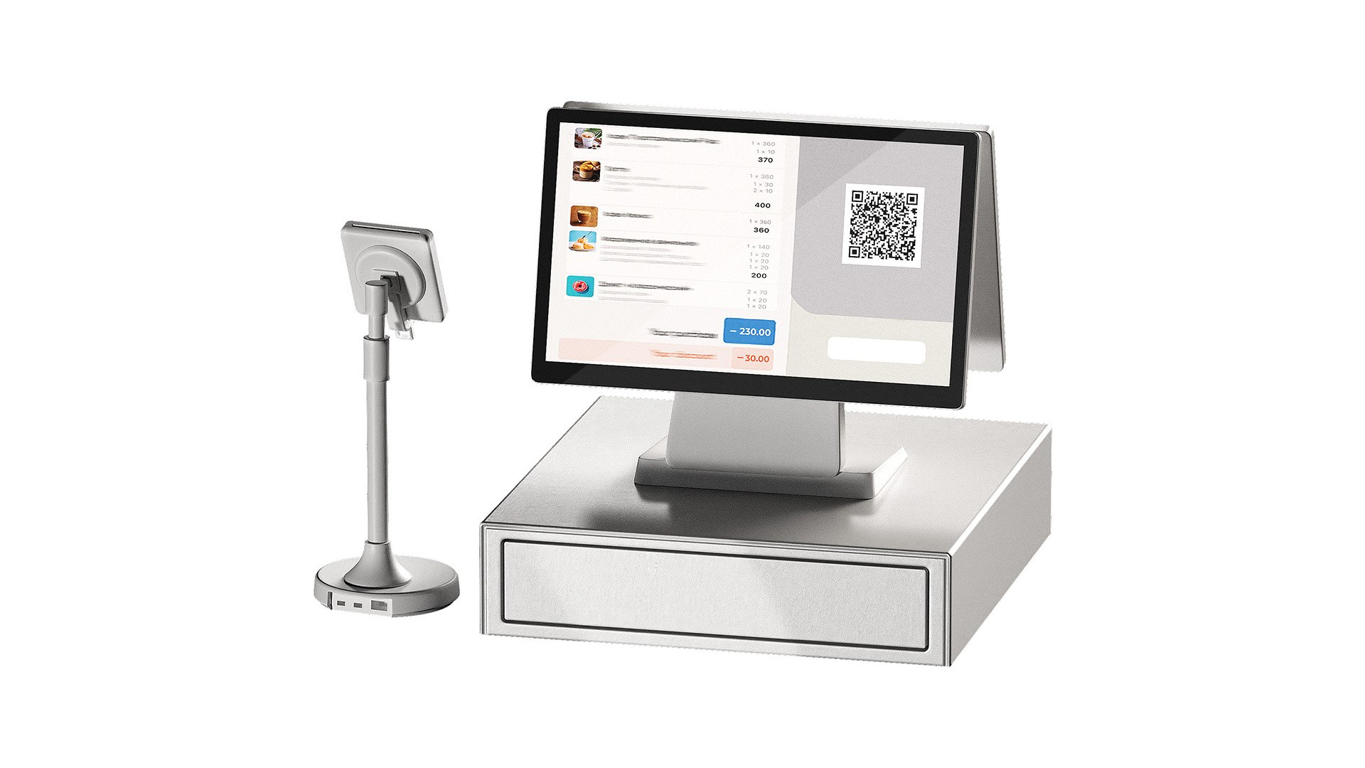 POS Cash Register Barcode Scanner Receipt Printer Payment Terminal 3D ...