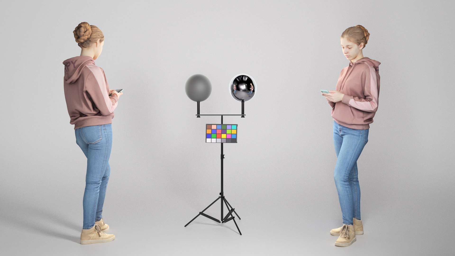 Beautiful Girl In Casual Clothes Using Smartphone 318 3D Model ...