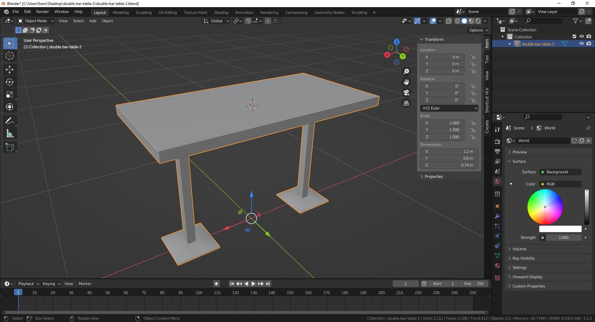 3D Double Bar Table 2 Model - TurboSquid 1938532