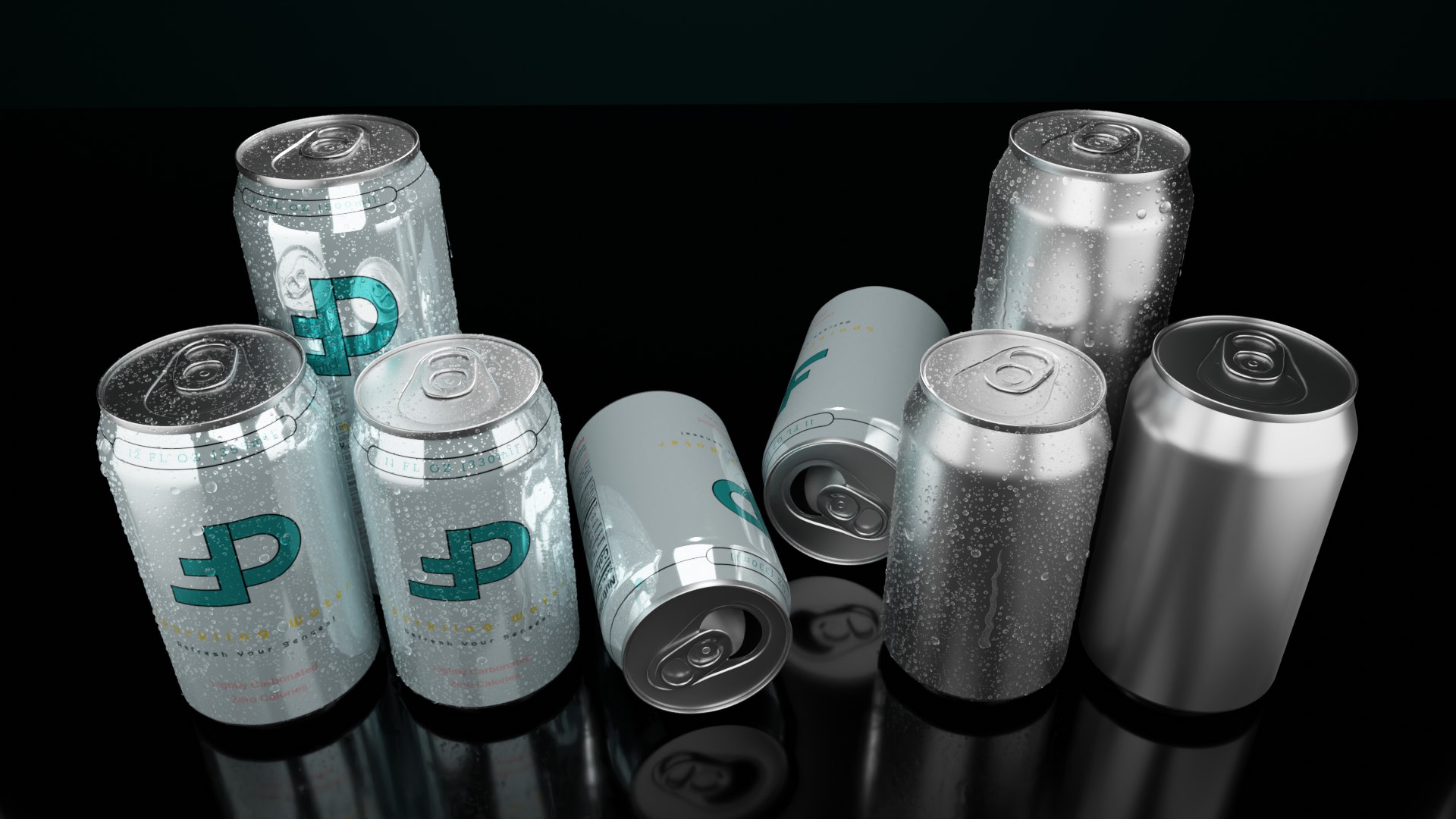 Regular Beverage Cans Set Open And Closed Tabs With Droplets 3D ...