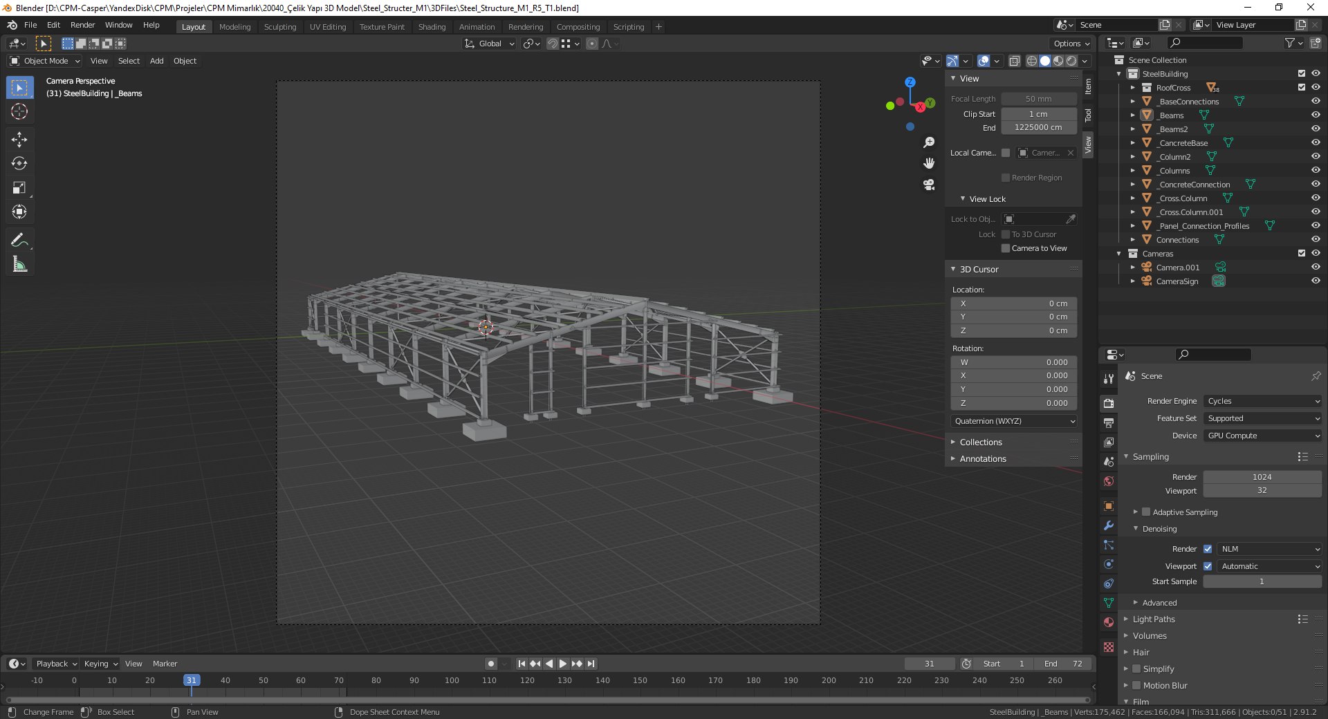 Steel structure building model - TurboSquid 1687946
