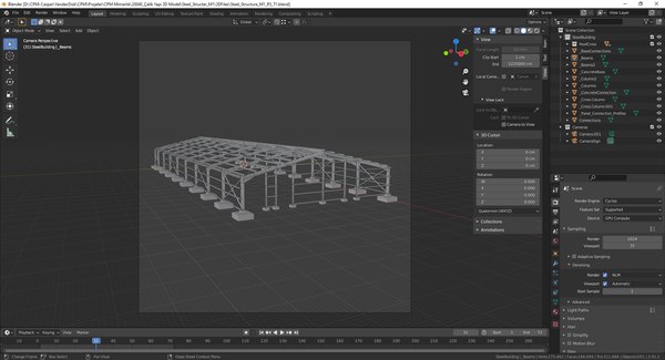 Steel structure building model - TurboSquid 1687946