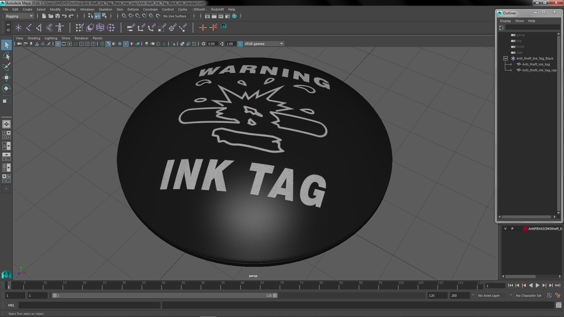 Anti-theft Ink Tag Black 3D Model - TurboSquid 1996837