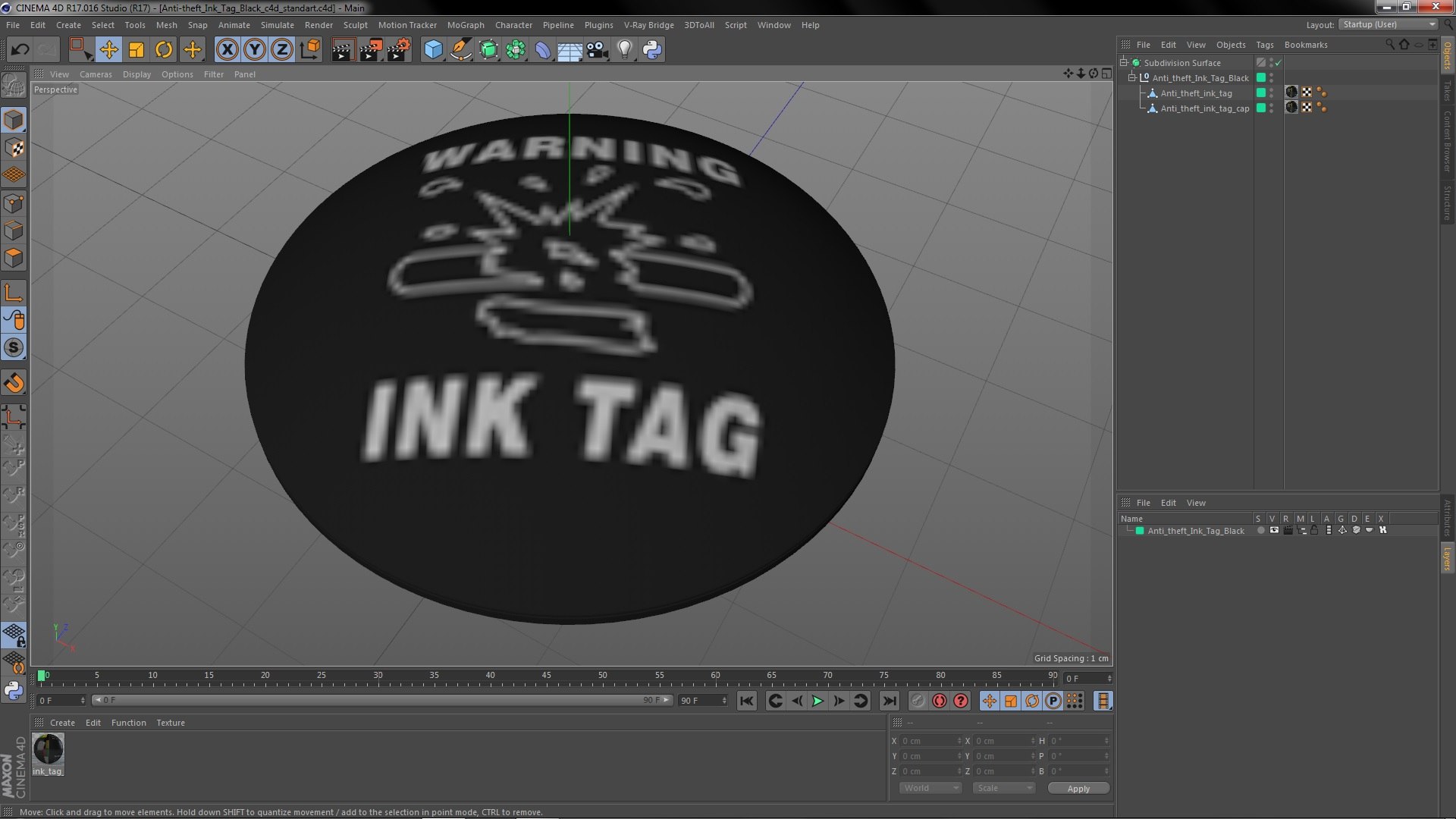 Anti-theft Ink Tag Black 3D Model - TurboSquid 1996837