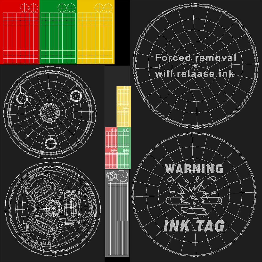 Anti-theft Ink Tag Black 3D Model - TurboSquid 1996837