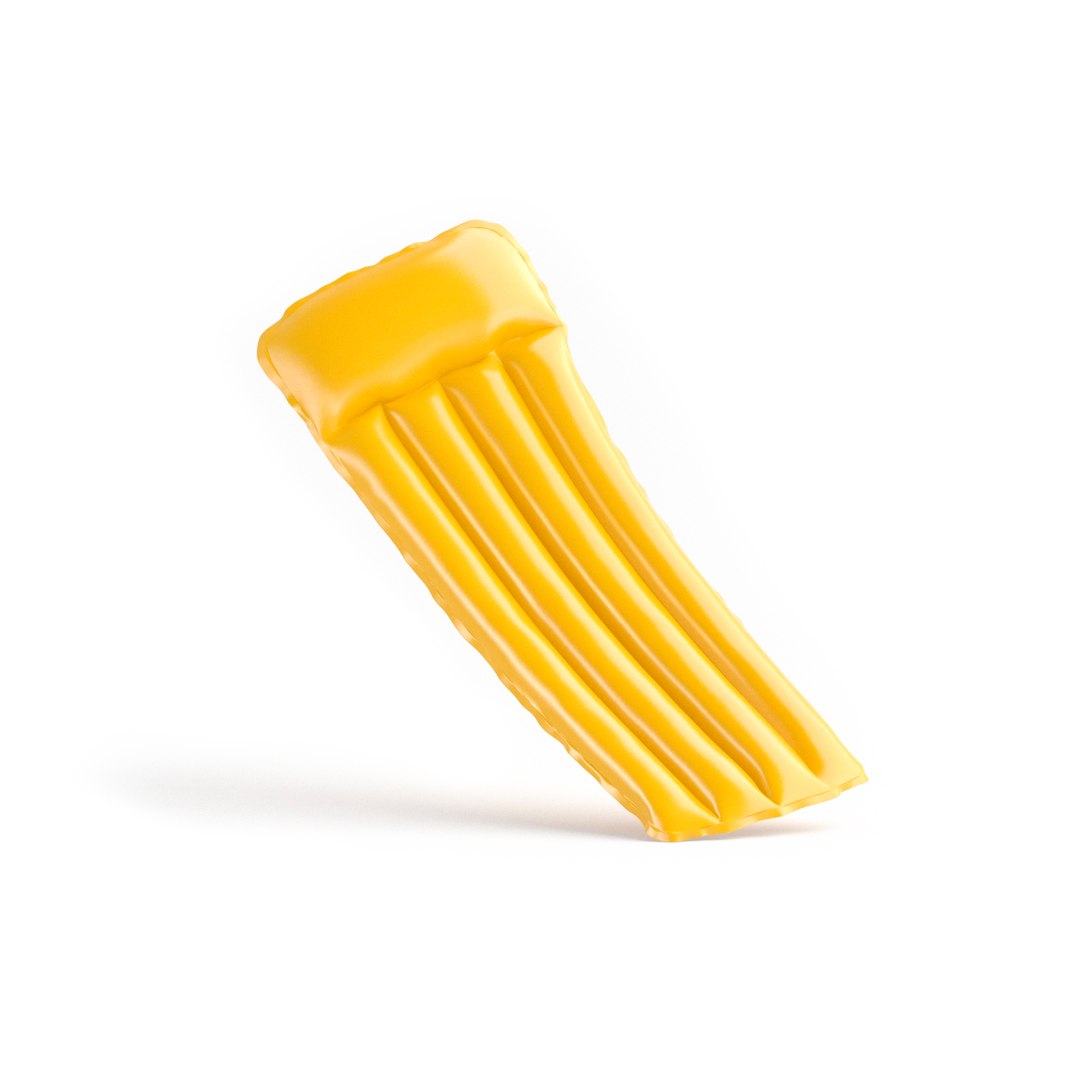 Yellow Inflatable Swim Mattress - Air Float Swimming Pool 3D ...