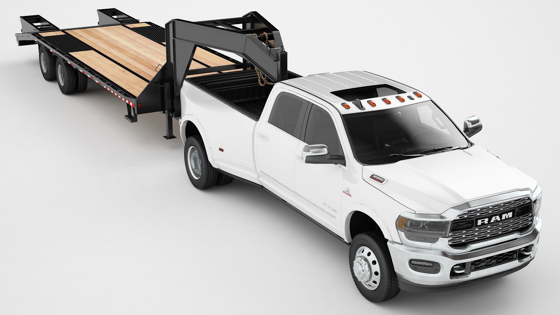 3D model Dodge Ram 3500 HD 2021 Gooseneck Trailer 03 - TurboSquid 2102679
