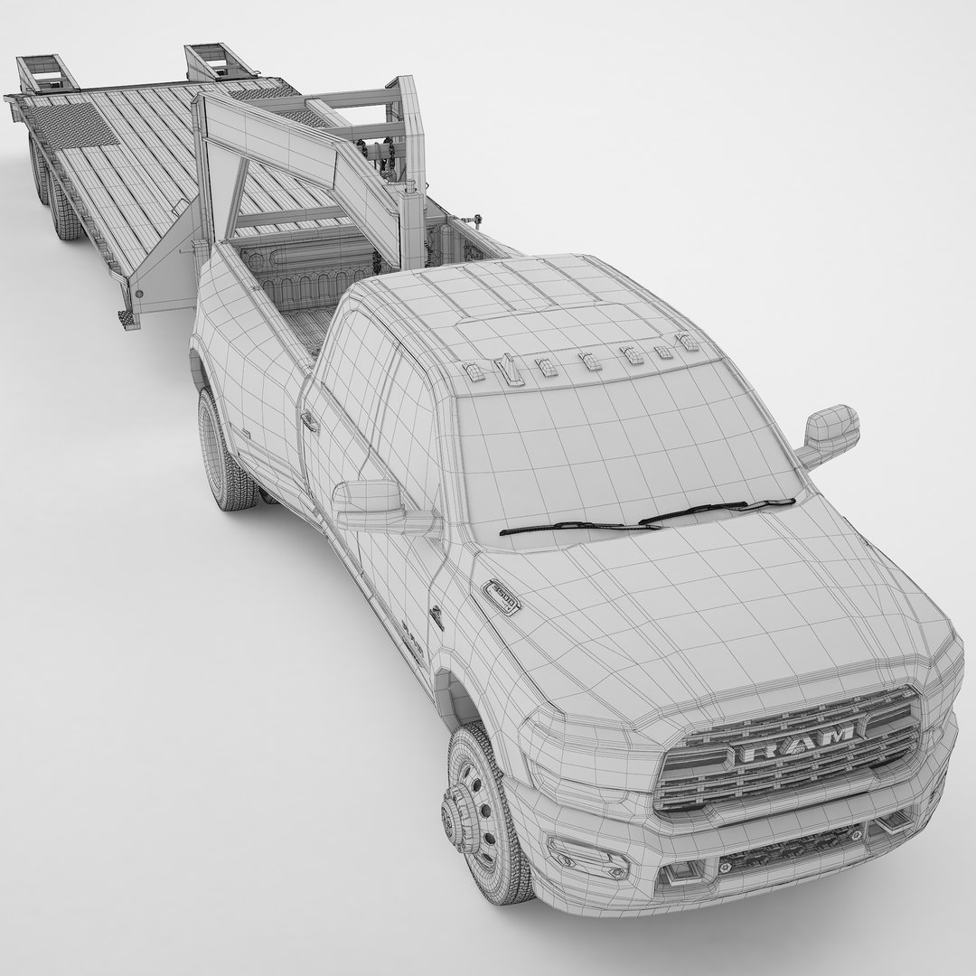 3D model Dodge Ram 3500 HD 2021 Gooseneck Trailer 03 - TurboSquid 2102679