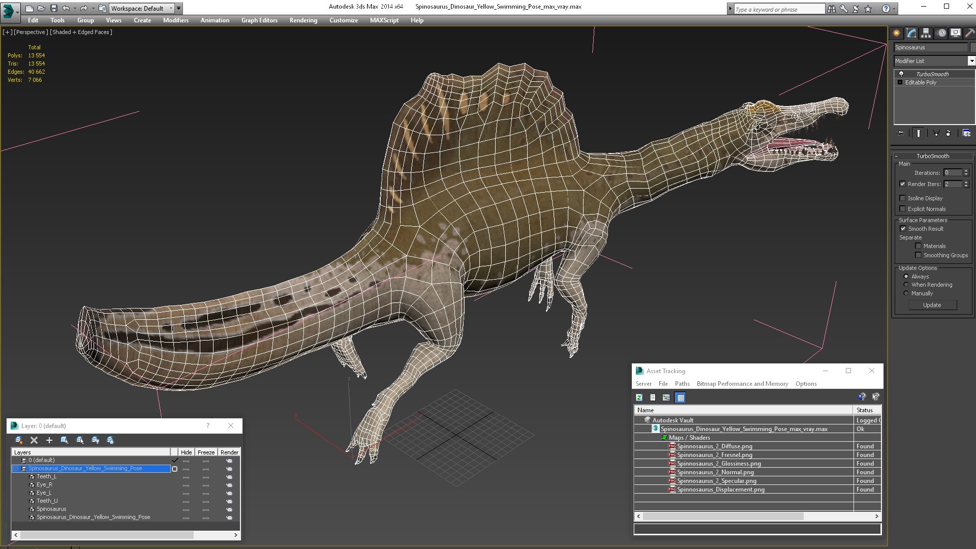 Spinosaurus Dinosaur Yellow Swimming Pose 3D Model - TurboSquid 2265677