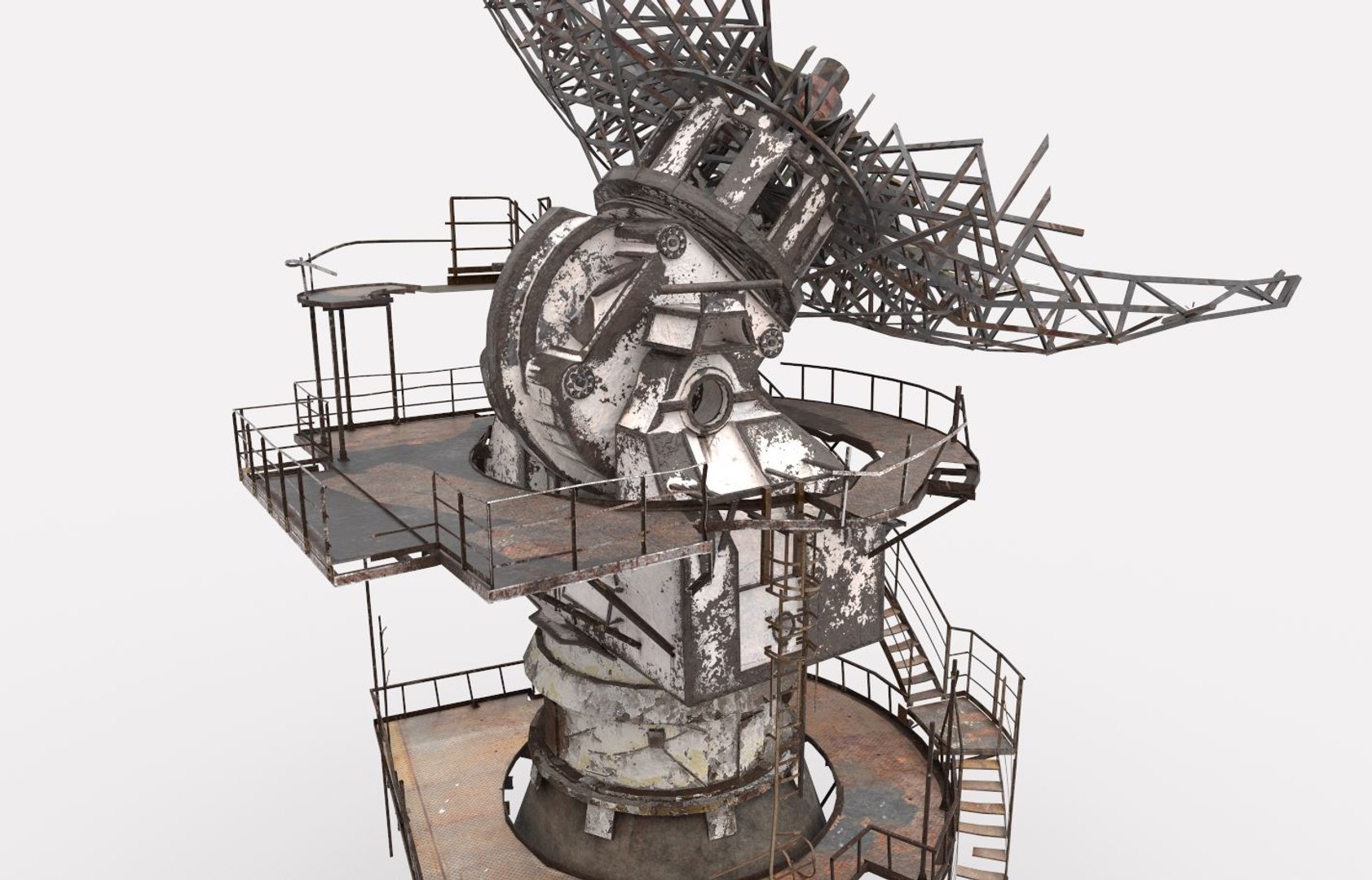 Broken Radar Station-Satellite Dish 3D - TurboSquid 1835655