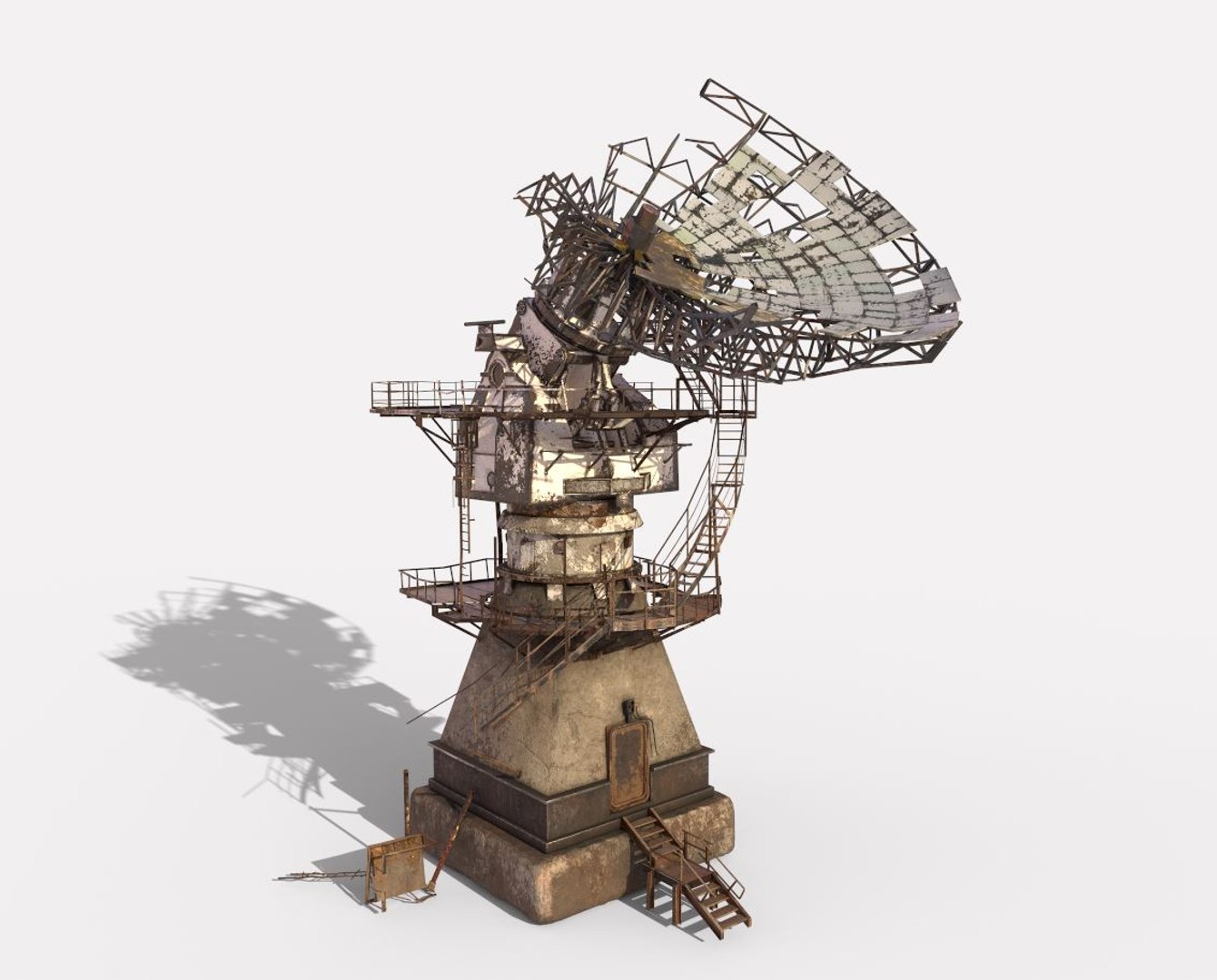 Broken Radar Station-Satellite Dish 3D - TurboSquid 1835655
