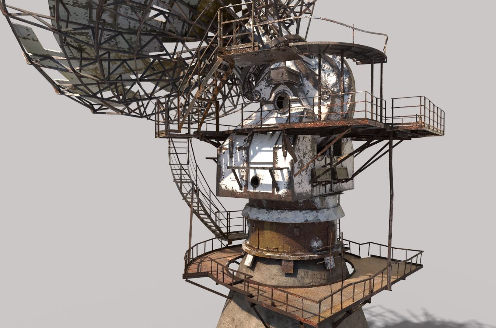 Broken Radar Station-Satellite Dish 3D - TurboSquid 1835655