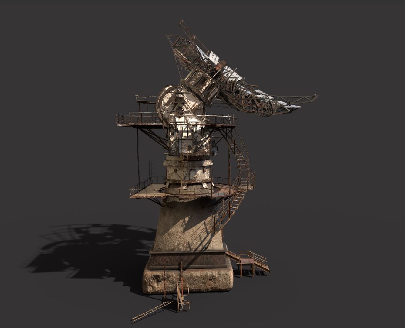 Broken Radar Station-Satellite Dish 3D - TurboSquid 1835655