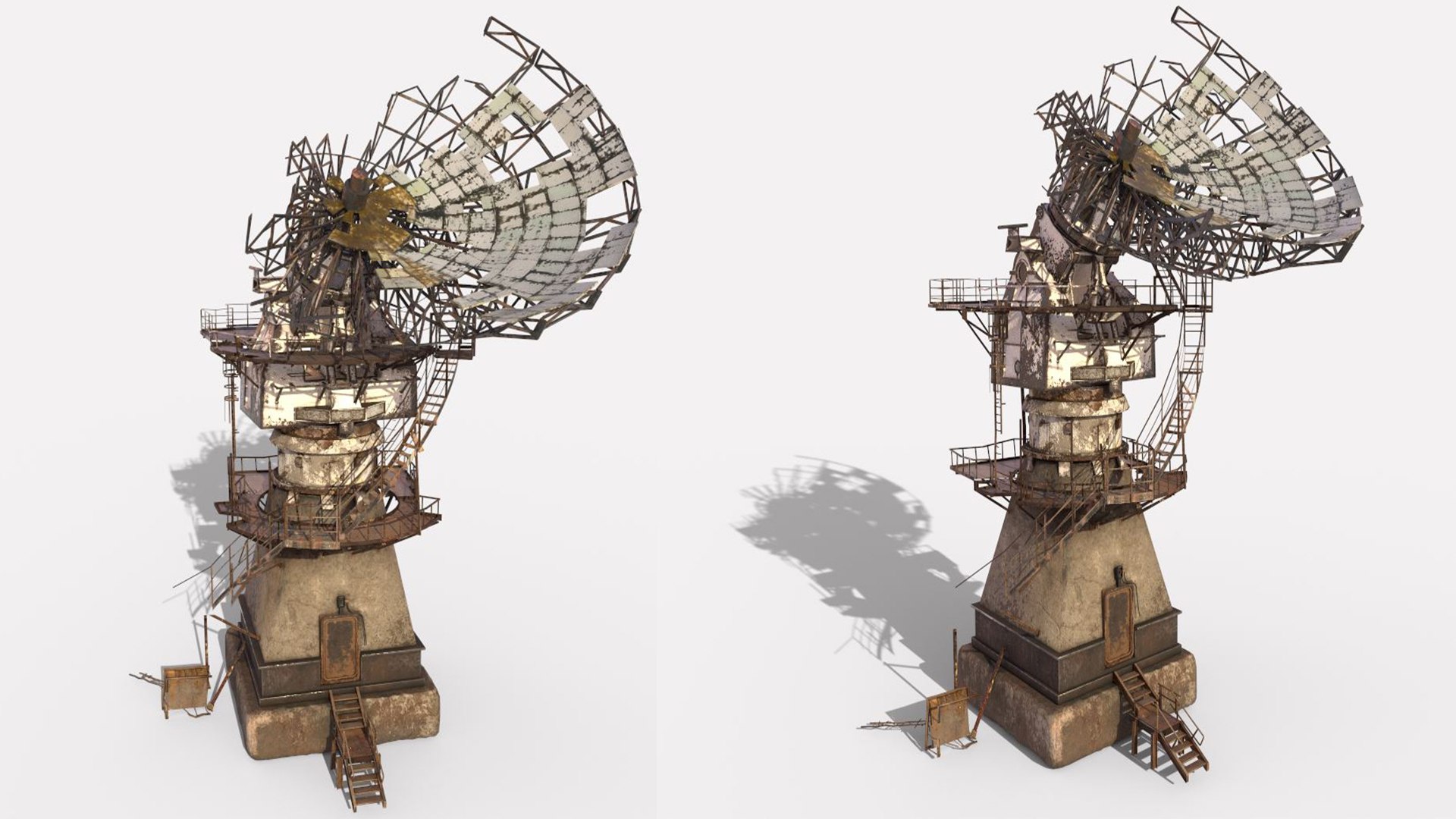 Broken Radar Station-Satellite Dish 3D - TurboSquid 1835655