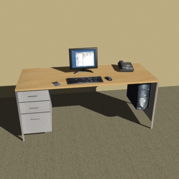 3d model of desk computer monitor