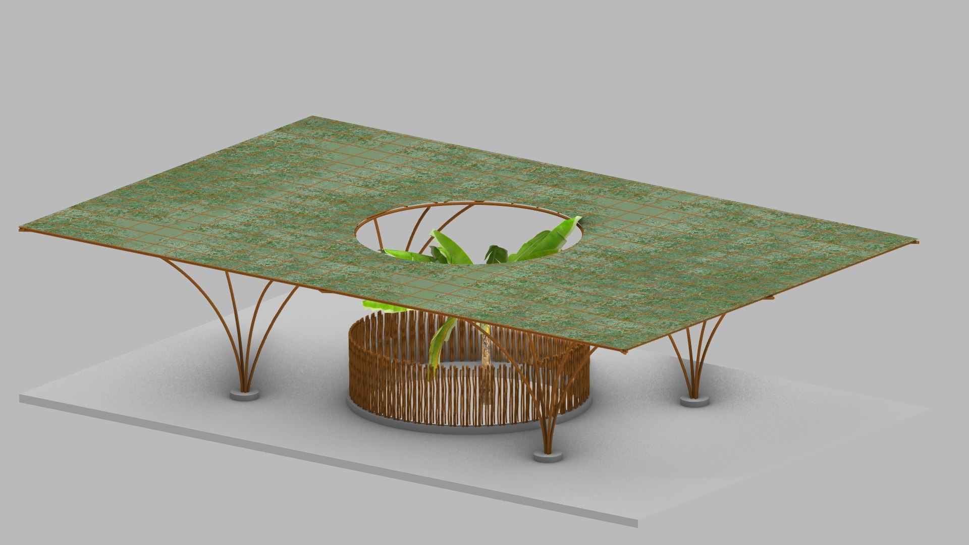 3D Model Wood Canopy Structure - TurboSquid 2050007
