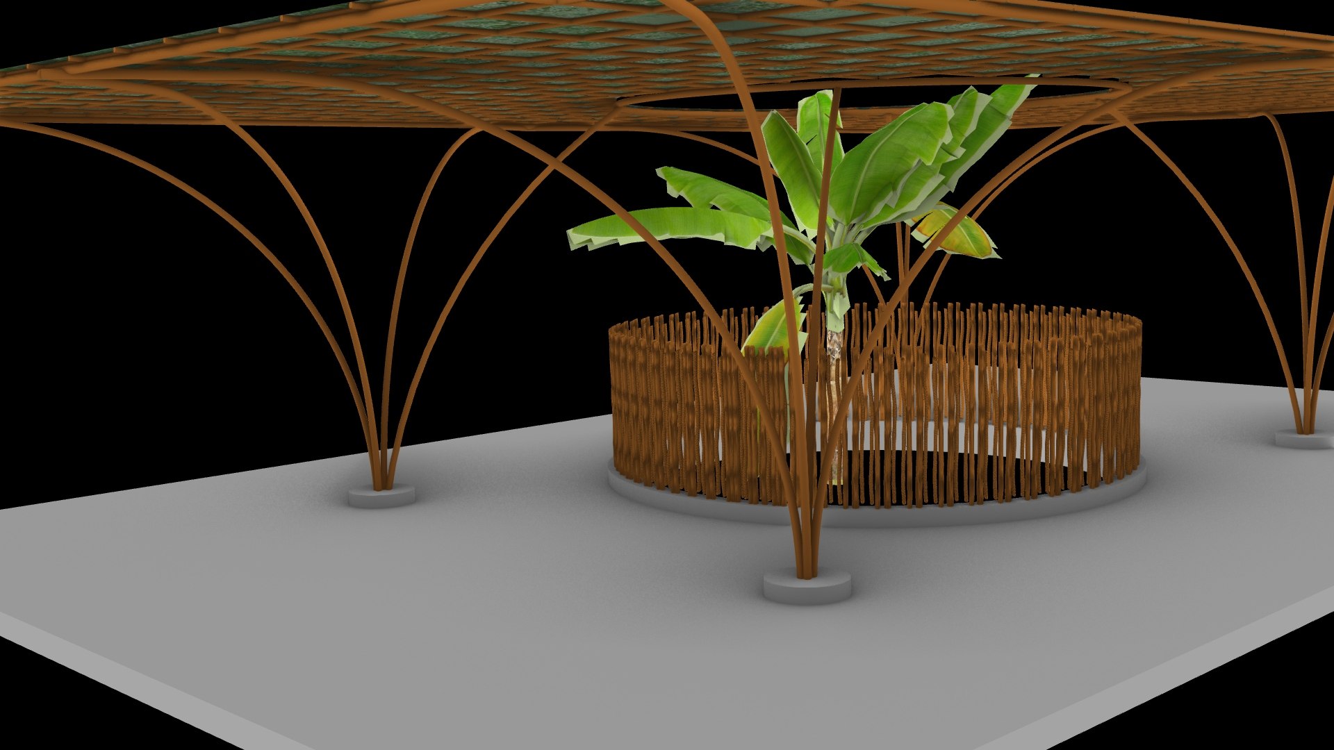 3D Model Wood Canopy Structure - TurboSquid 2050007