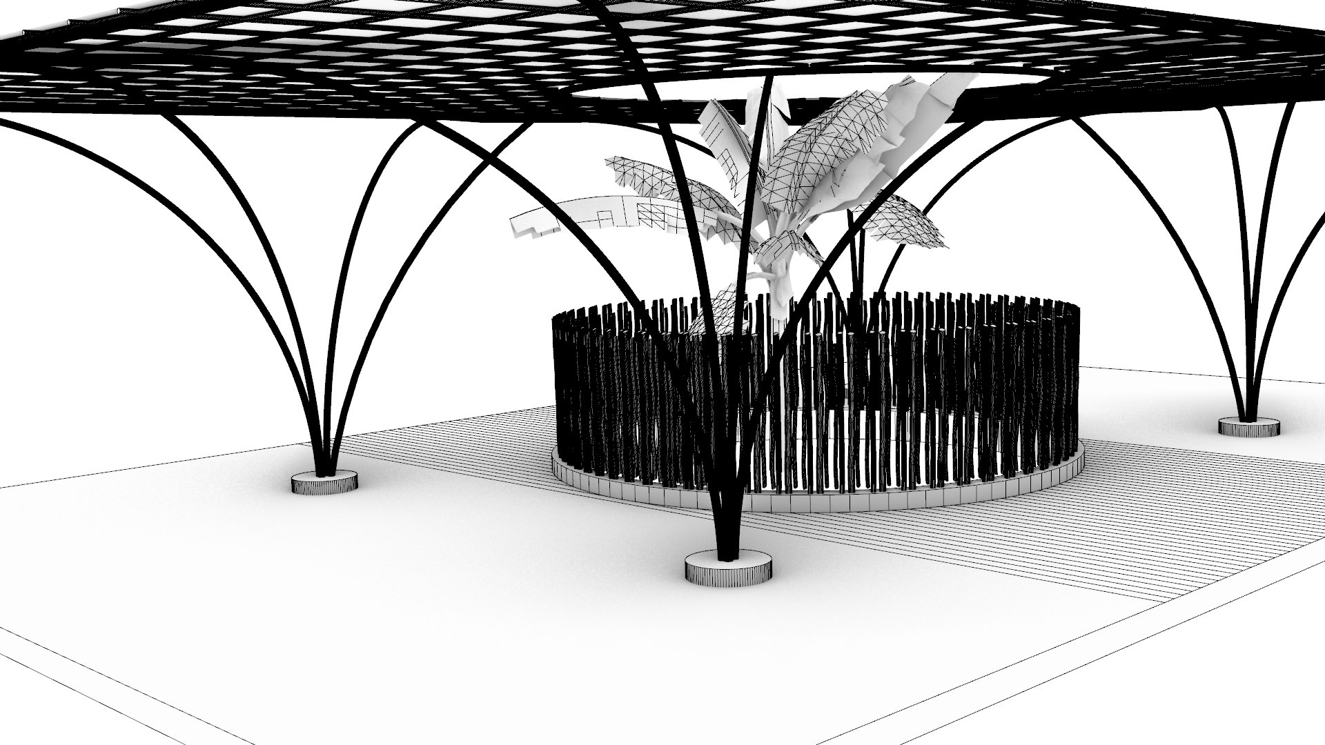 3D Model Wood Canopy Structure - TurboSquid 2050007