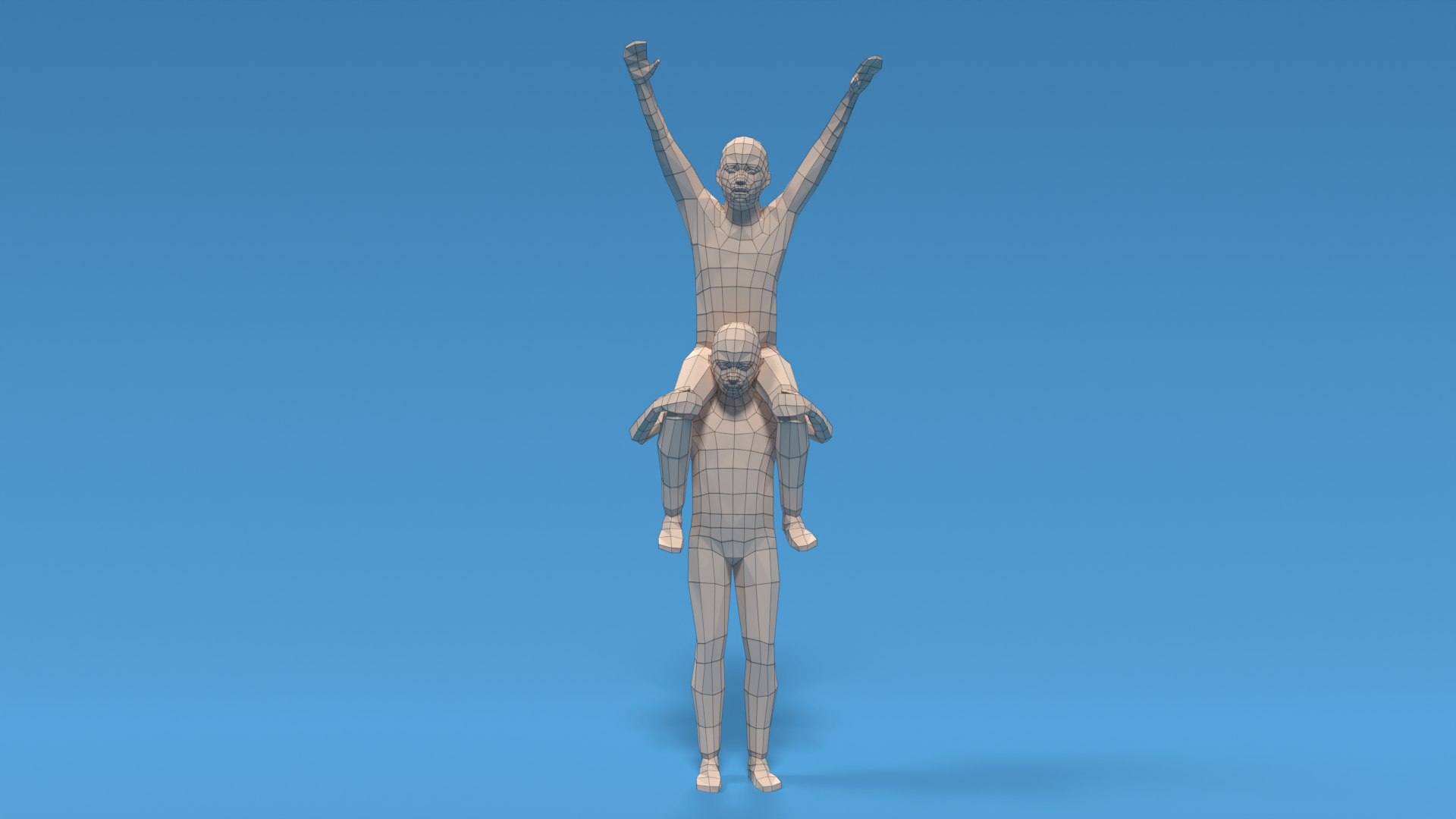 Low Poly Kids Riding On Shoulders 3D Model - TurboSquid 1728002