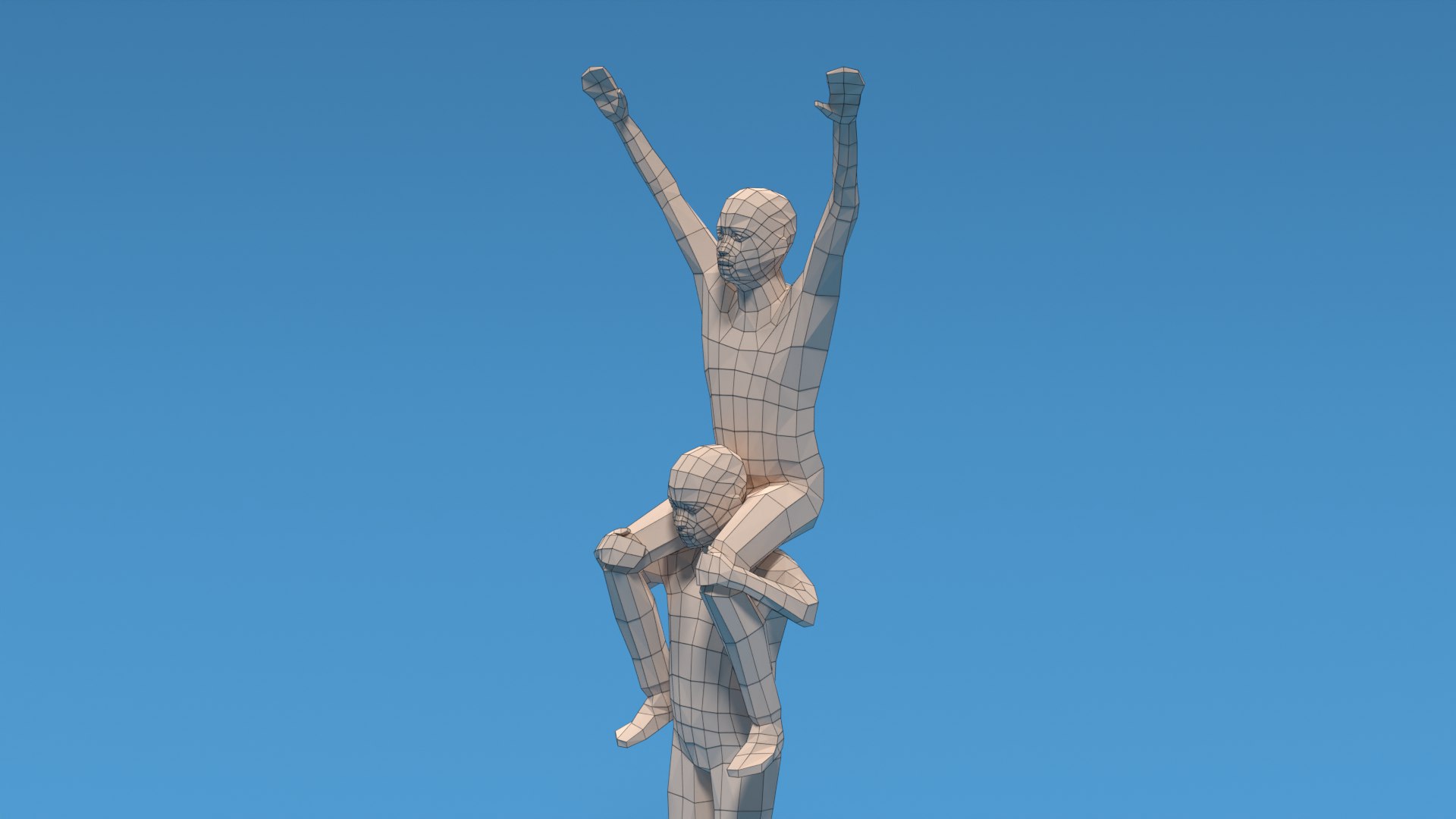 Low Poly Kids Riding On Shoulders 3D Model - TurboSquid 1728002